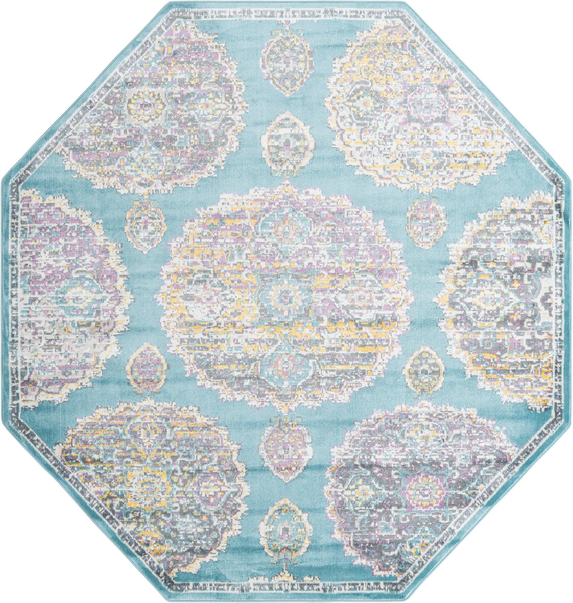 Rugs.com Paragon Collection Rug – 8 Ft Octagon Blue Medium-Pile Rug ...