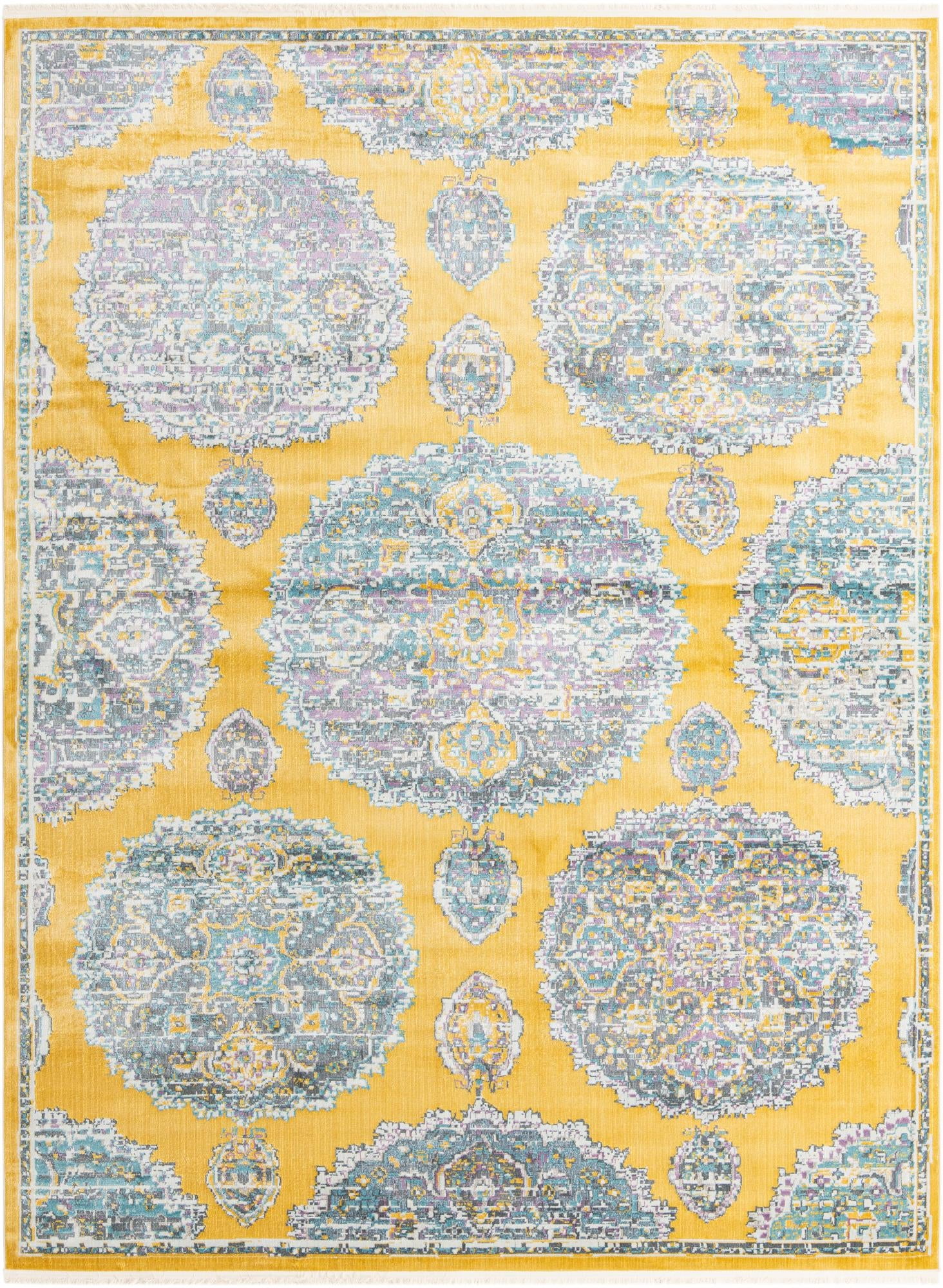 Rugs.com Paragon Collection Rug – 9' x 12' Yellow Medium-Pile Rug ...