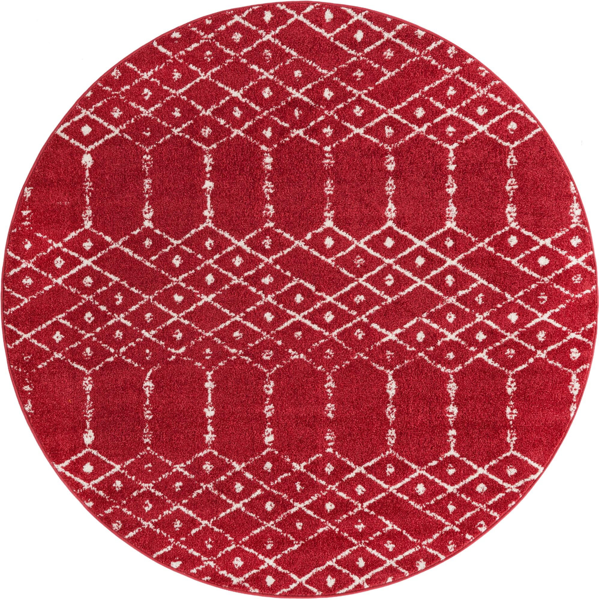 Rugs.com Paxon Trellis Collection Rug – 3 Ft Round Raspberry Pink ...