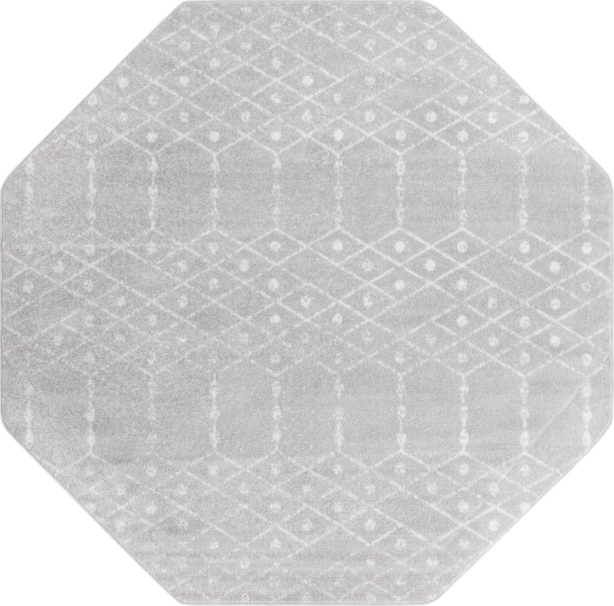 Rugs.com Paxon Trellis Collection Rug – 5 Ft Octagon Light Gray Medium ...