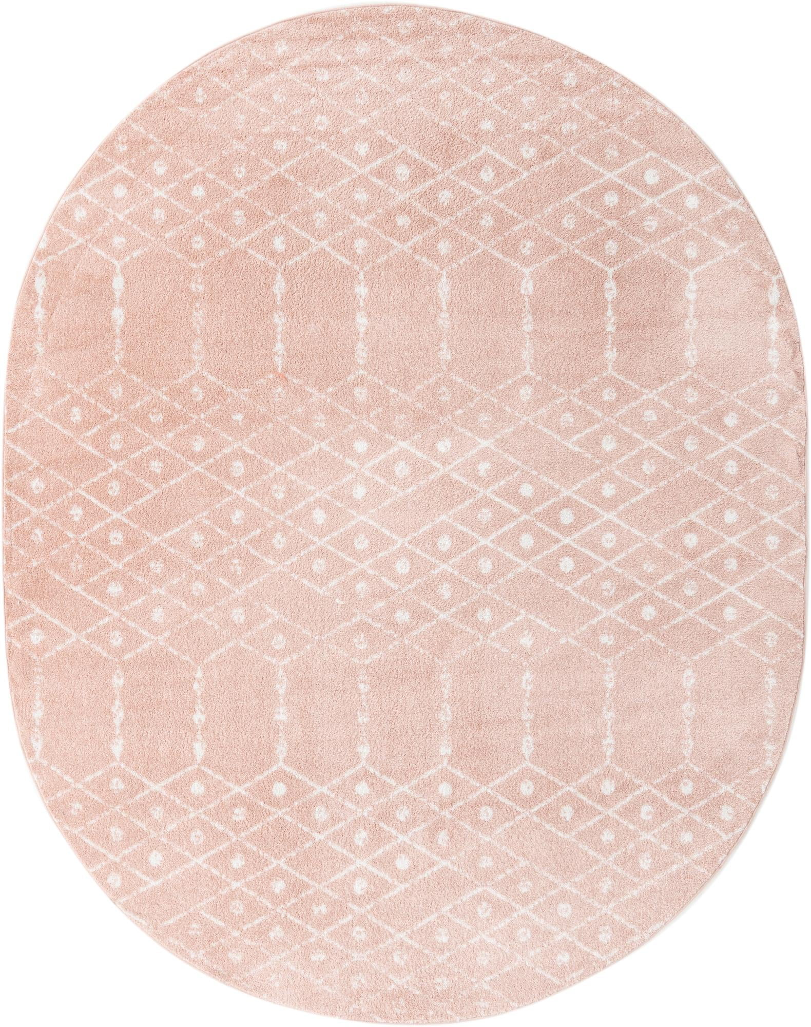 Rugs.com Paxon Trellis Collection Rug – 5' x 8' Oval Rose Pink Medium ...