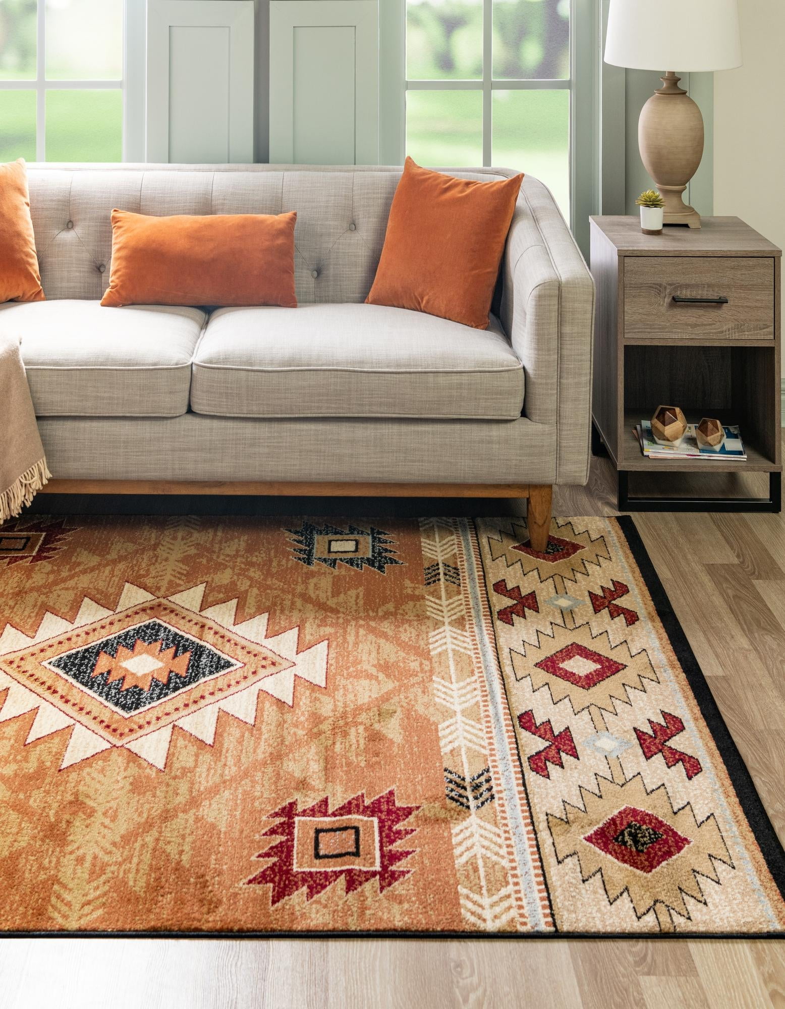Rugs.com Pioneer Collection Rug – 8' x 10' Brick Medium-Pile Rug ...