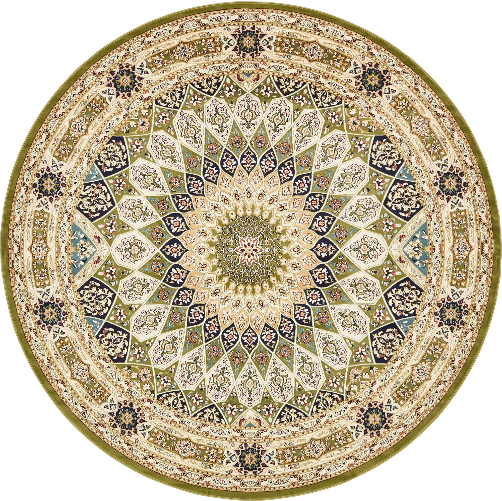 Rugs.com Rabia Collection Rug – 10' Round Green Low Rug Perfect For ...