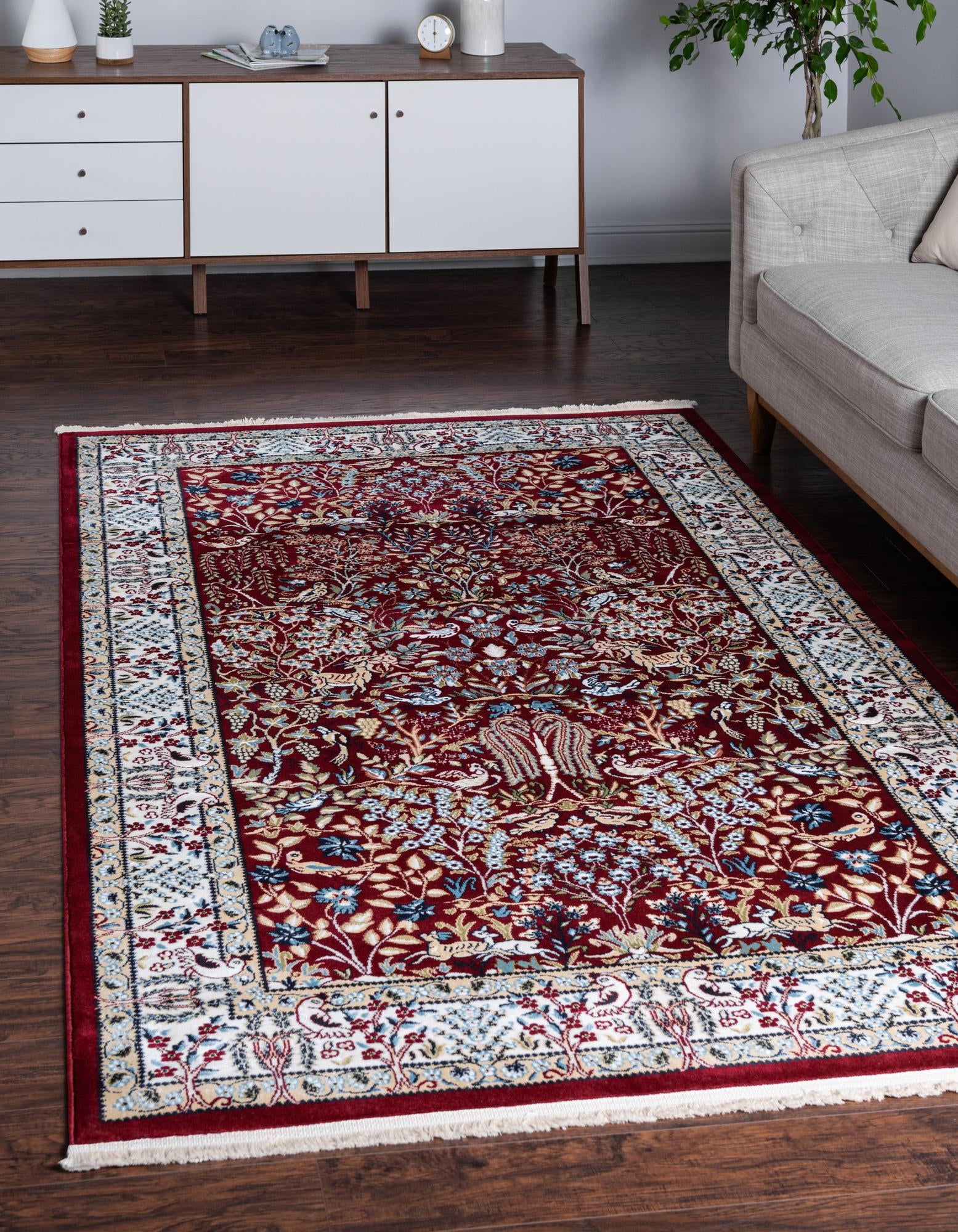 Rugs.com Rabia Collection Rug – 10' x 13' Burgundy Low Rug Perfect For ...