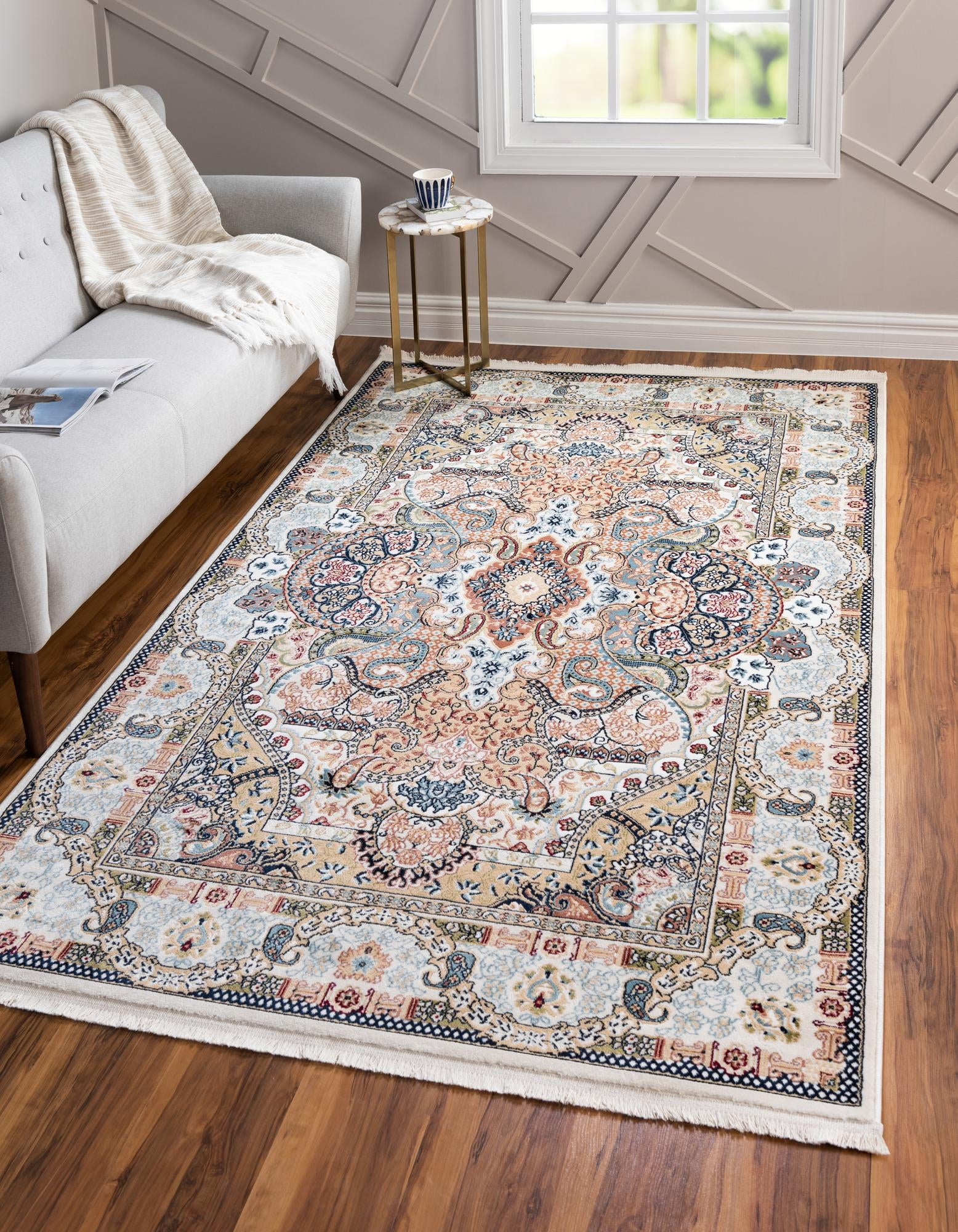 Rugs.com Rabia Collection Rug – 10' x 13' Ivory Low Rug Perfect For ...