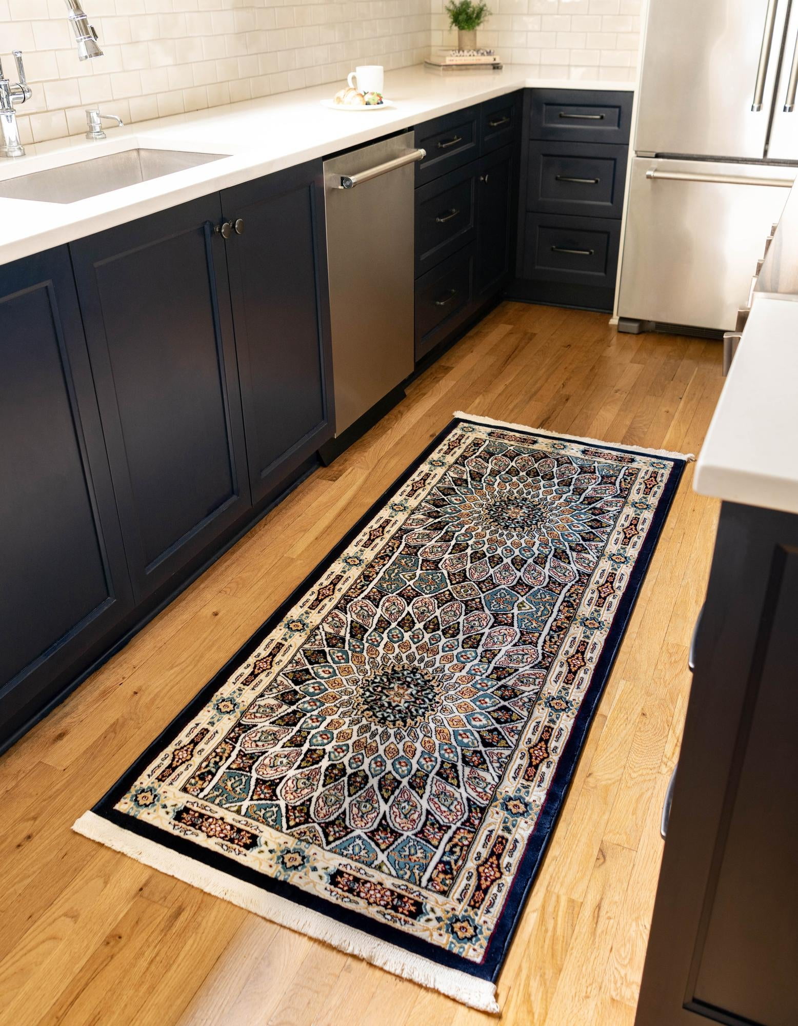 Rugs.com Rabia Collection Rug – 2' 7 x 10' Runner Navy Blue Low Rug ...