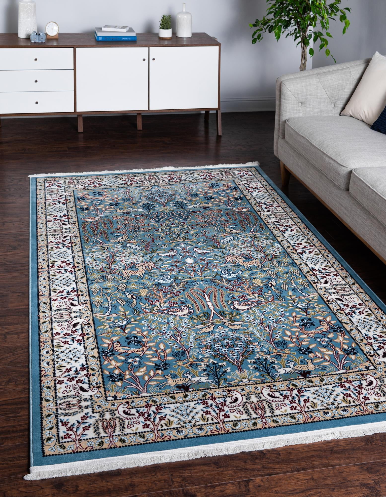 Rugs.com Rabia Collection Rug – 2' 7 x 4' Blue Low Rug Perfect For ...