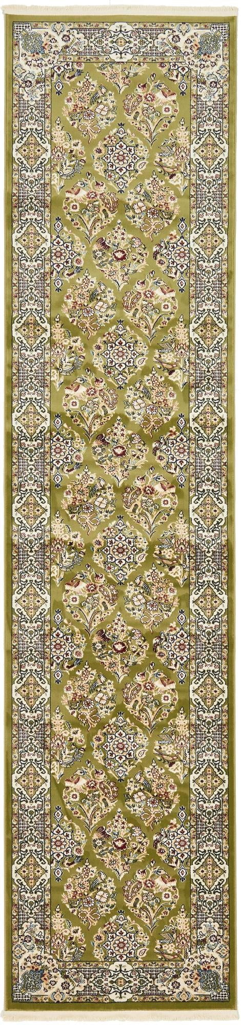 Rugs.com Rabia Collection Rug – 3' x 13' Runner Green Low Rug Perfect ...