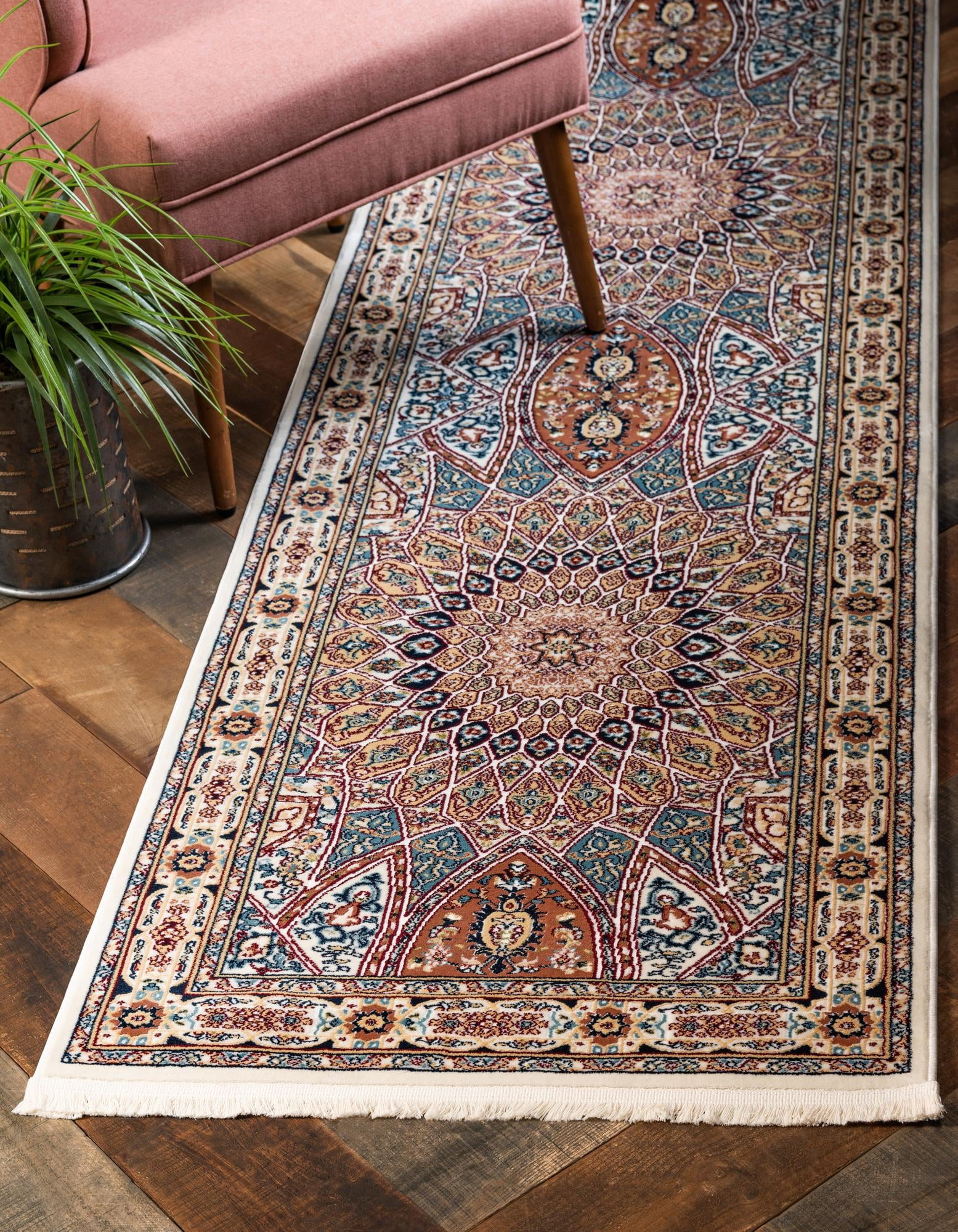 Rugs.com Rabia Collection Rug – 3' x 13' Runner Ivory Low Rug Perfect ...