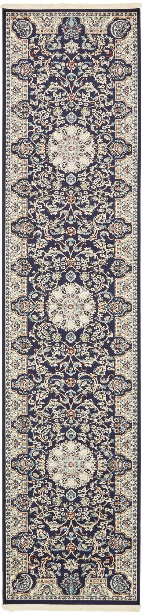 Rugs.com Rabia Collection Rug – 3' x 13' Runner Navy Blue Low Rug ...