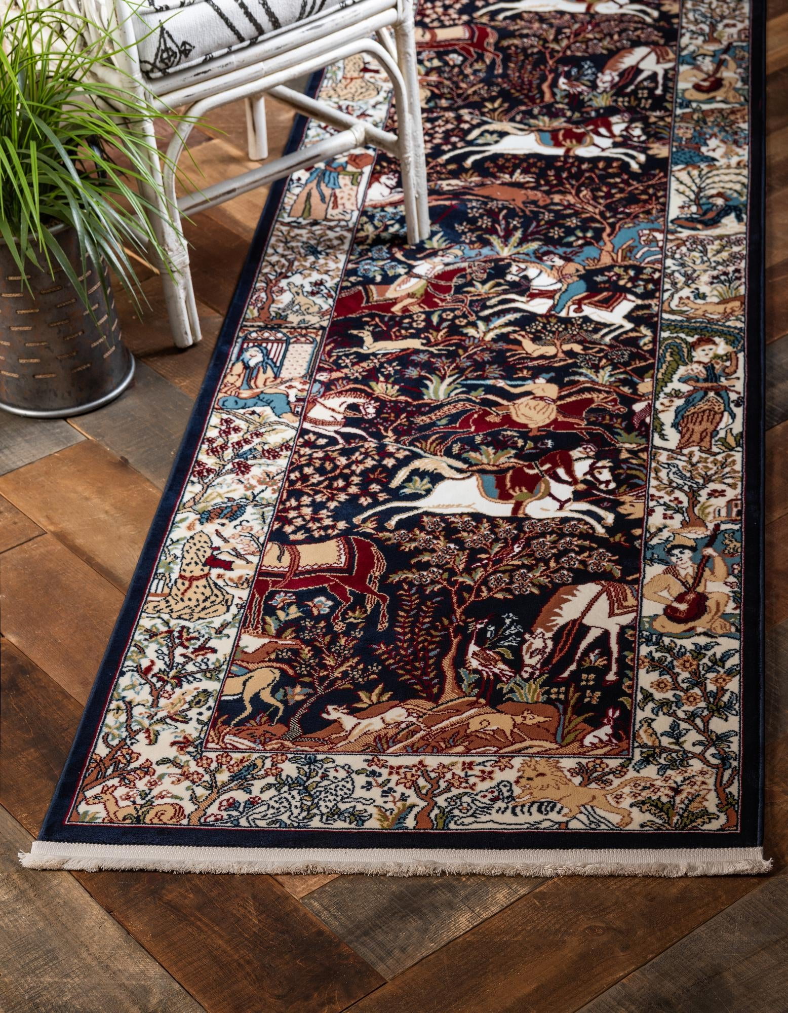 Rugs.com Rabia Collection Rug – 3' x 13' Runner Navy Blue Low Rug ...