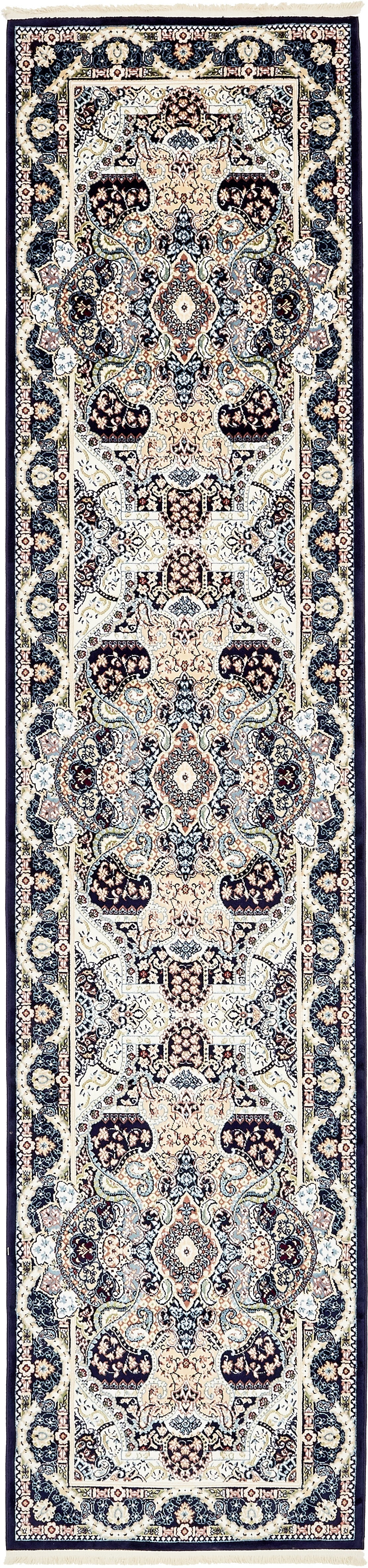 Rugs.com Rabia Collection Rug – 3' x 13' Runner Navy Blue Low Rug ...