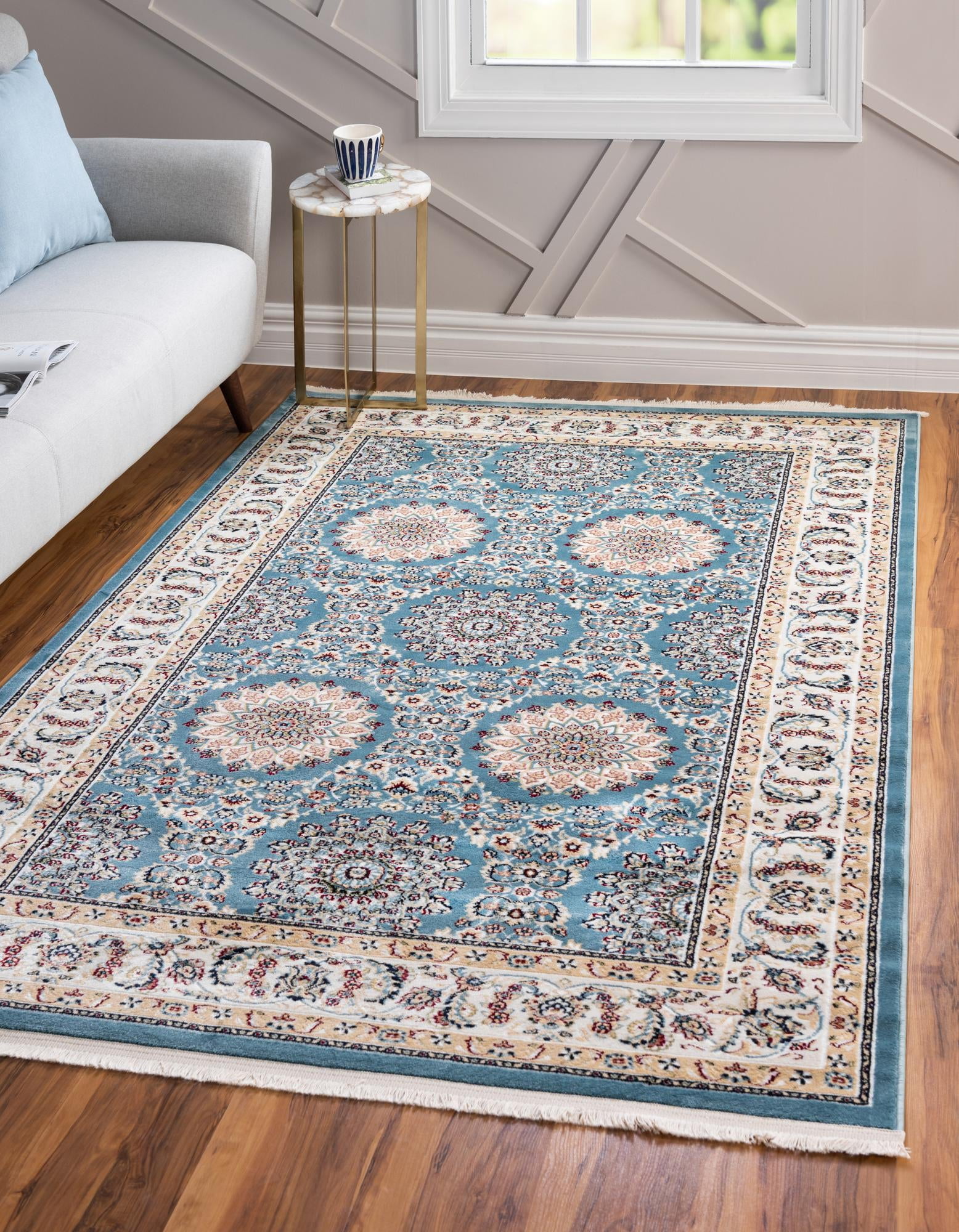 Rugs.com Rabia Collection Rug – 3' x 5' Blue Low Rug Perfect For ...