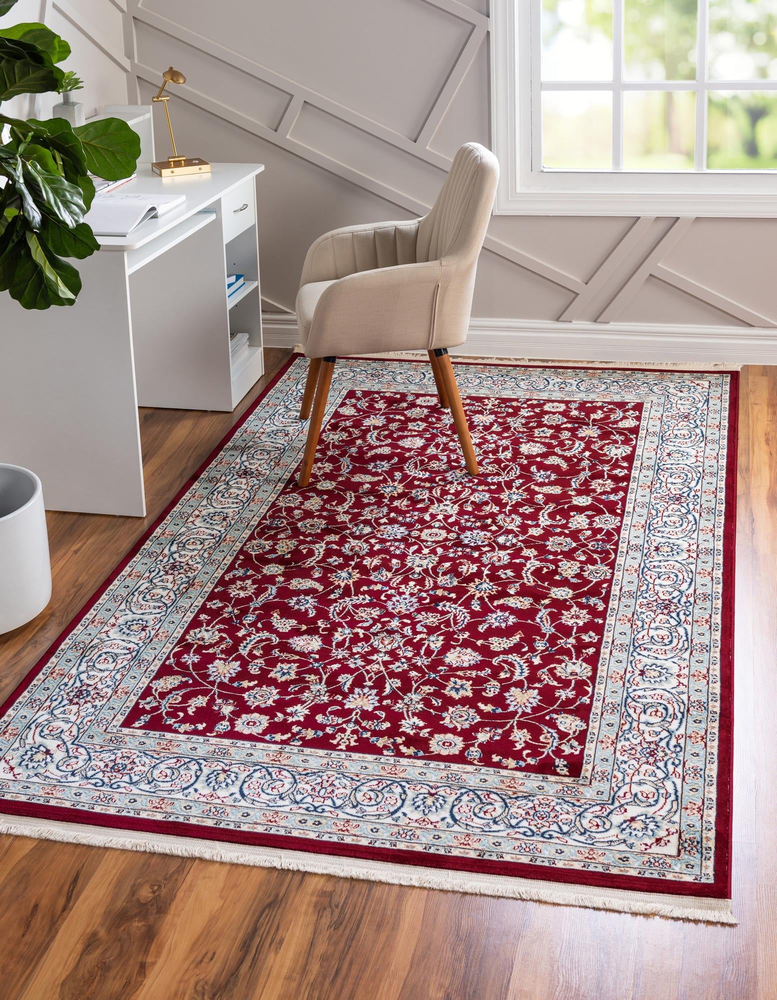 Rugs.com Rabia Collection Rug – 3' x 5' Burgundy Low Rug Perfect For ...