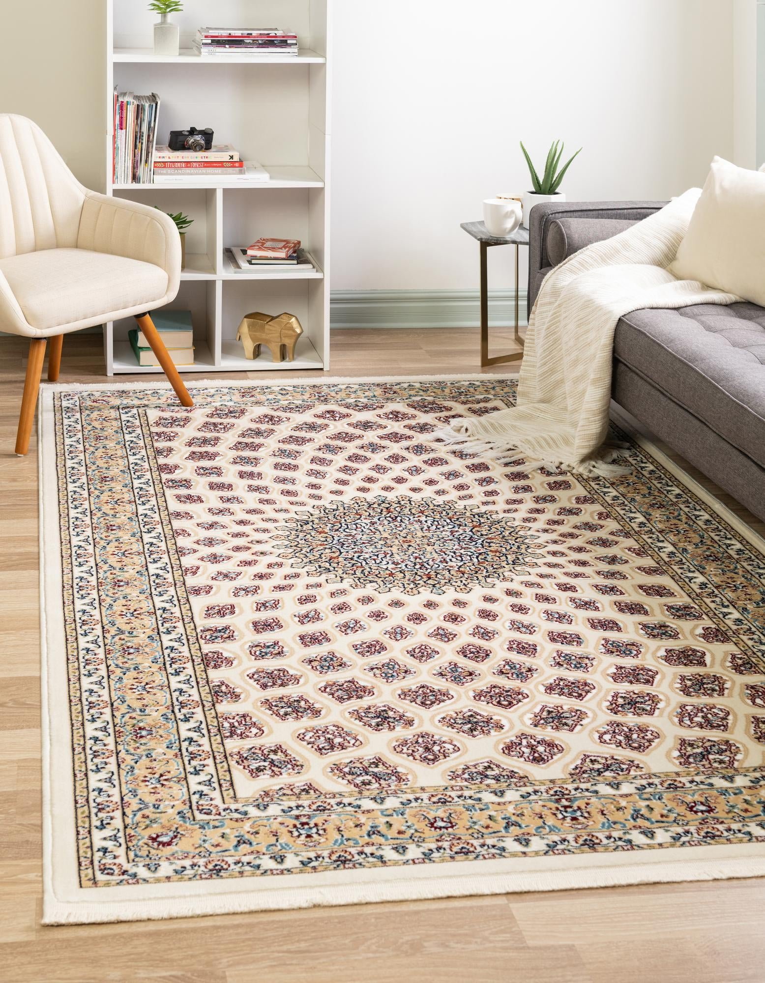 Rugs.com Rabia Collection Rug – 3' x 5' Ivory Low Rug Perfect For ...
