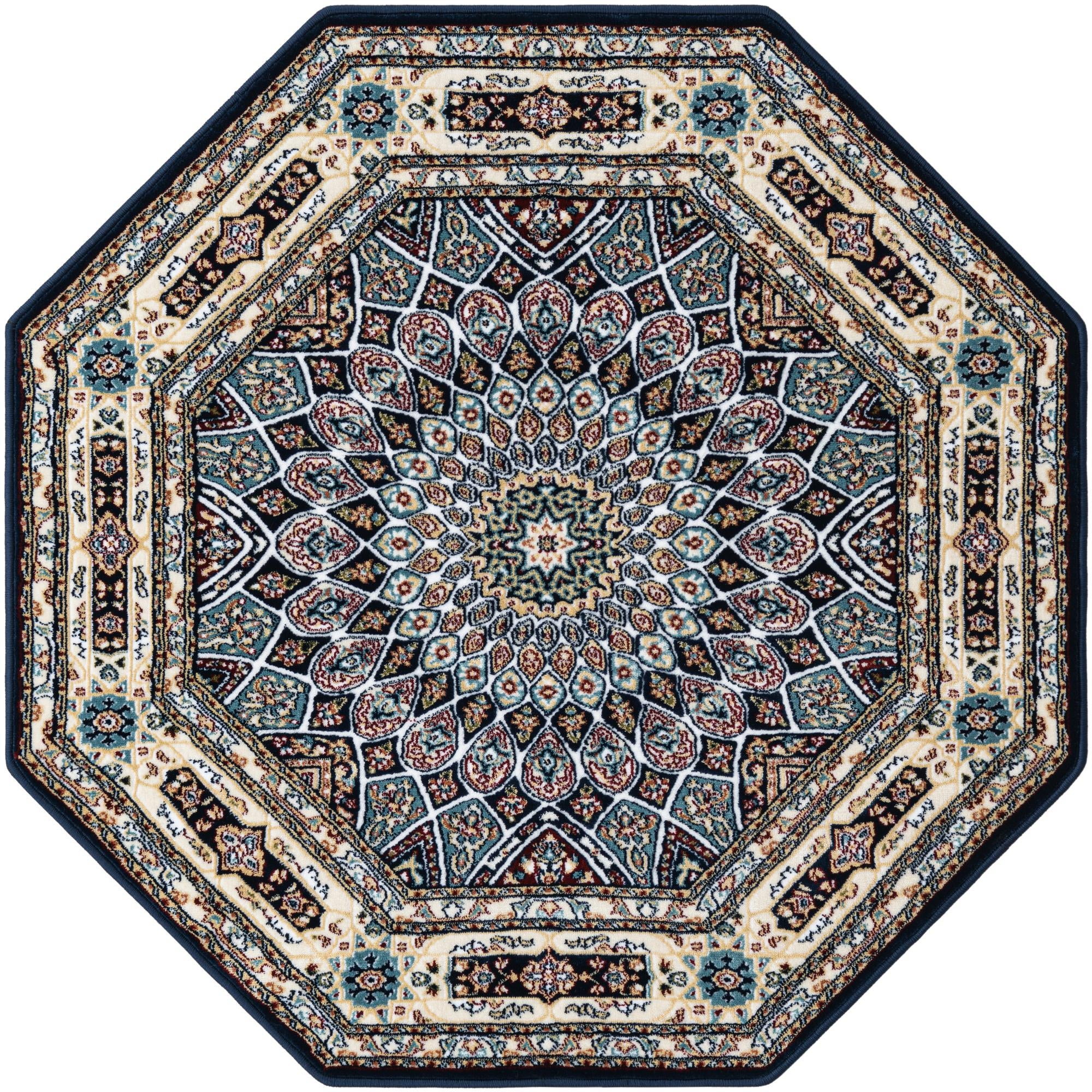 Rugs.com Rabia Collection Rug – 4' Octagon Navy Blue Low Rug Perfect ...