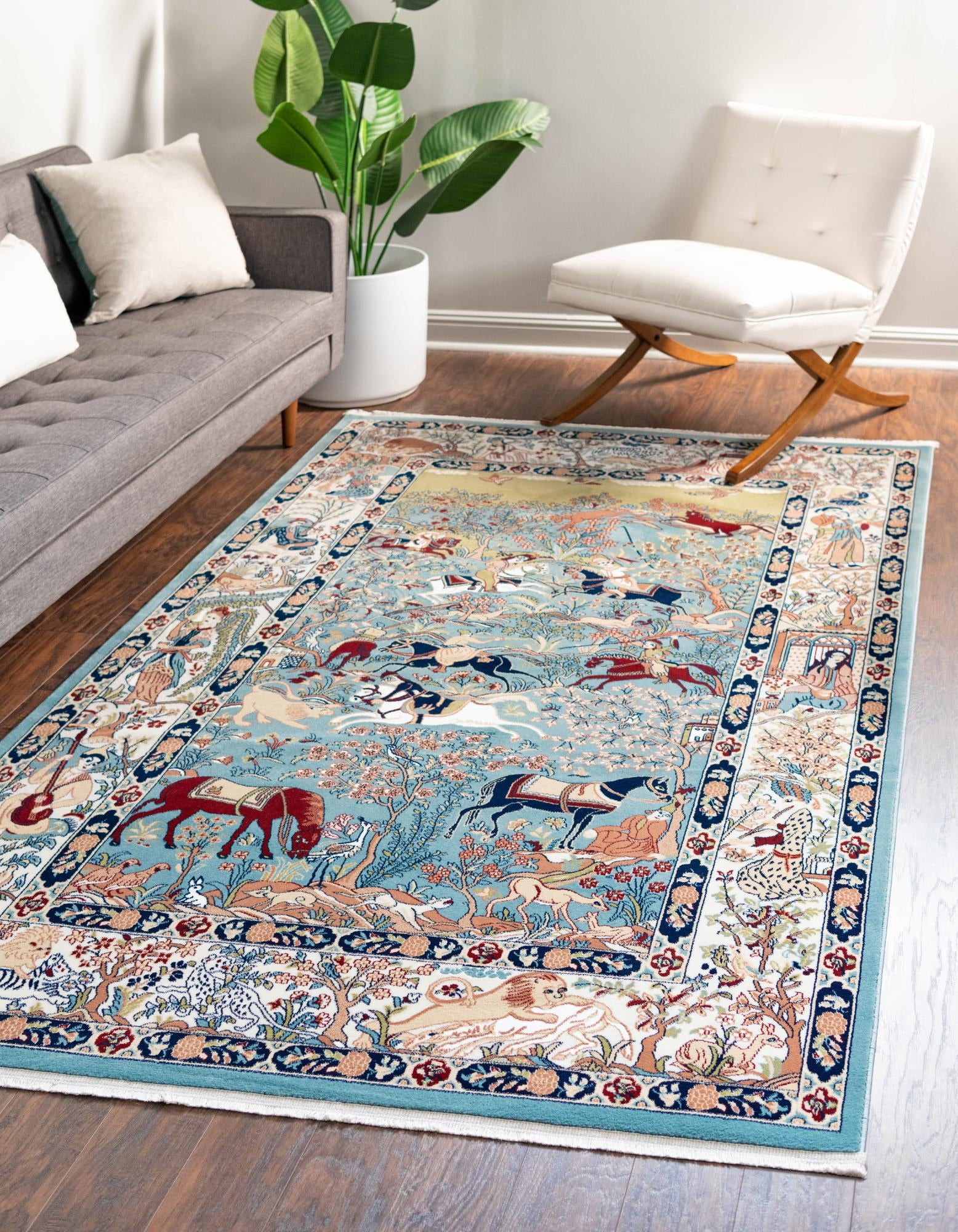 Rugs.com Rabia Collection Rug – 5' x 8' Blue Low Rug Perfect For ...