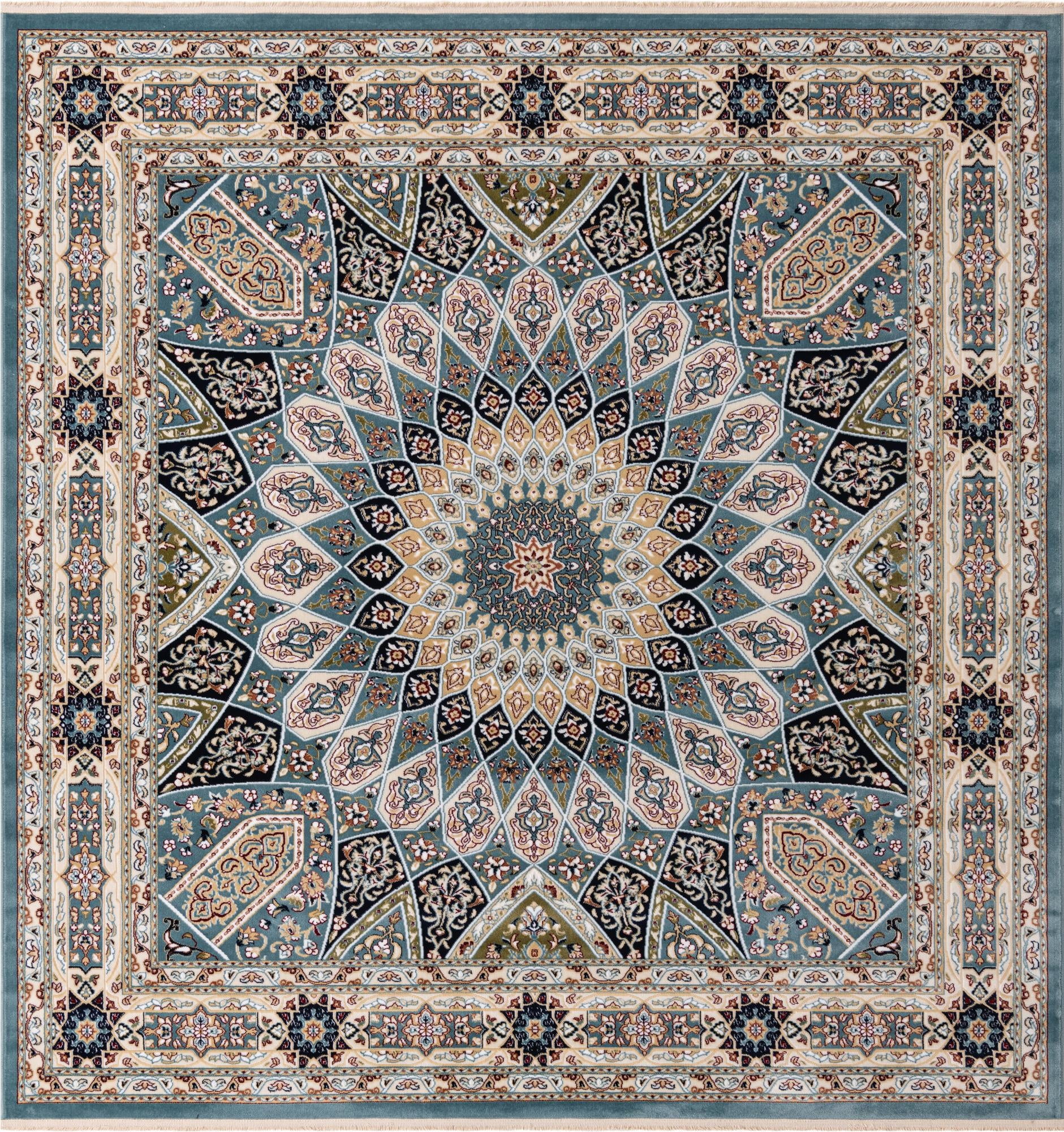 Rugs.com Rabia Collection Rug – 7' 10 Square Blue Low Rug Perfect For ...