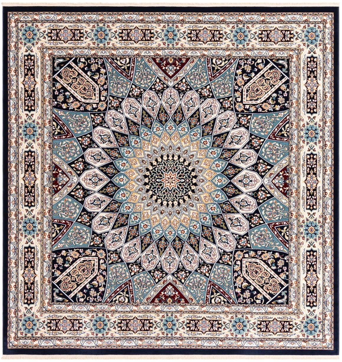 Rugs.com Rabia Collection Rug – 7' 10 Square Navy Blue Low Rug Perfect ...