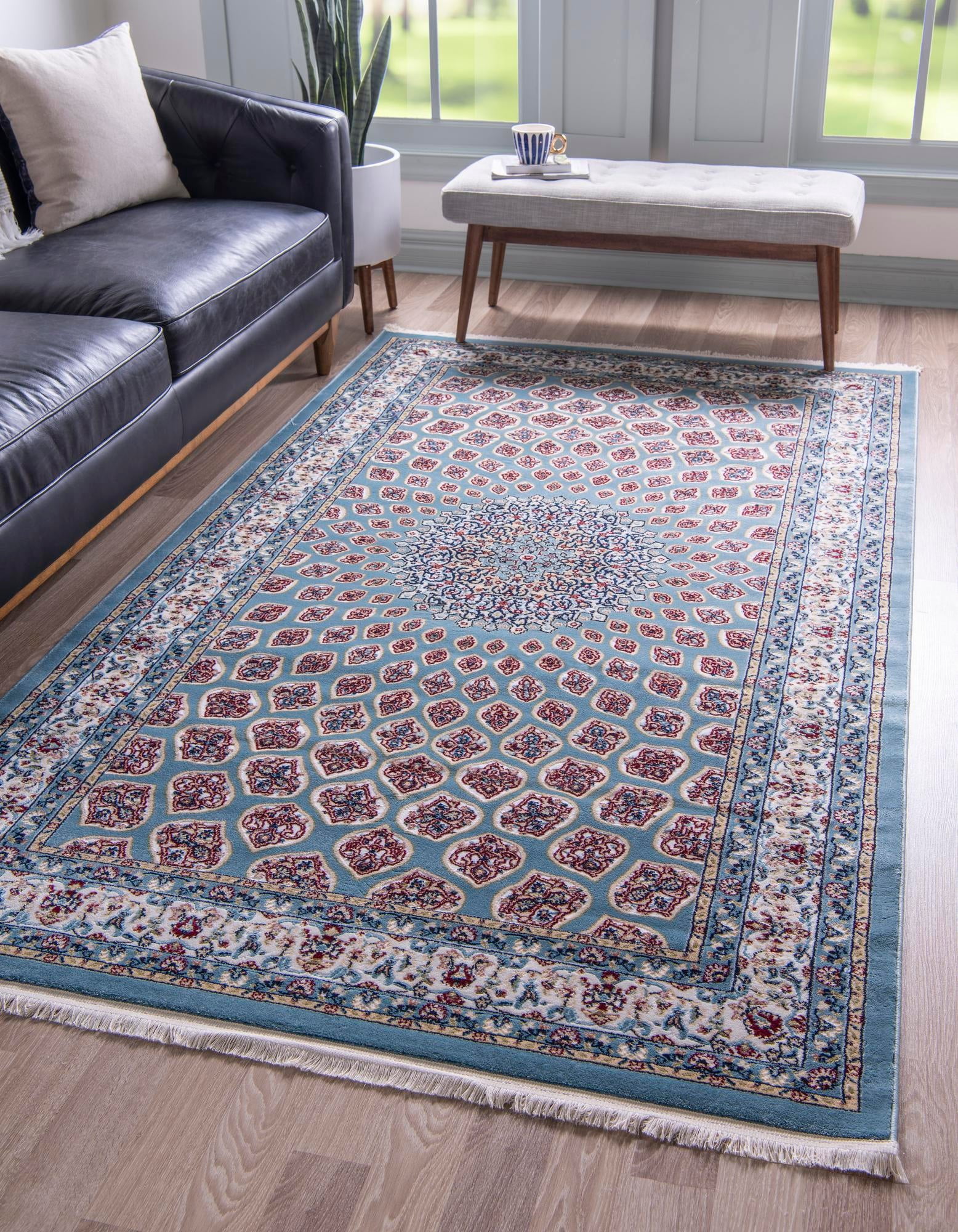 Rugs.com Rabia Collection Rug – 8' x 10' Blue Low Rug Perfect For ...