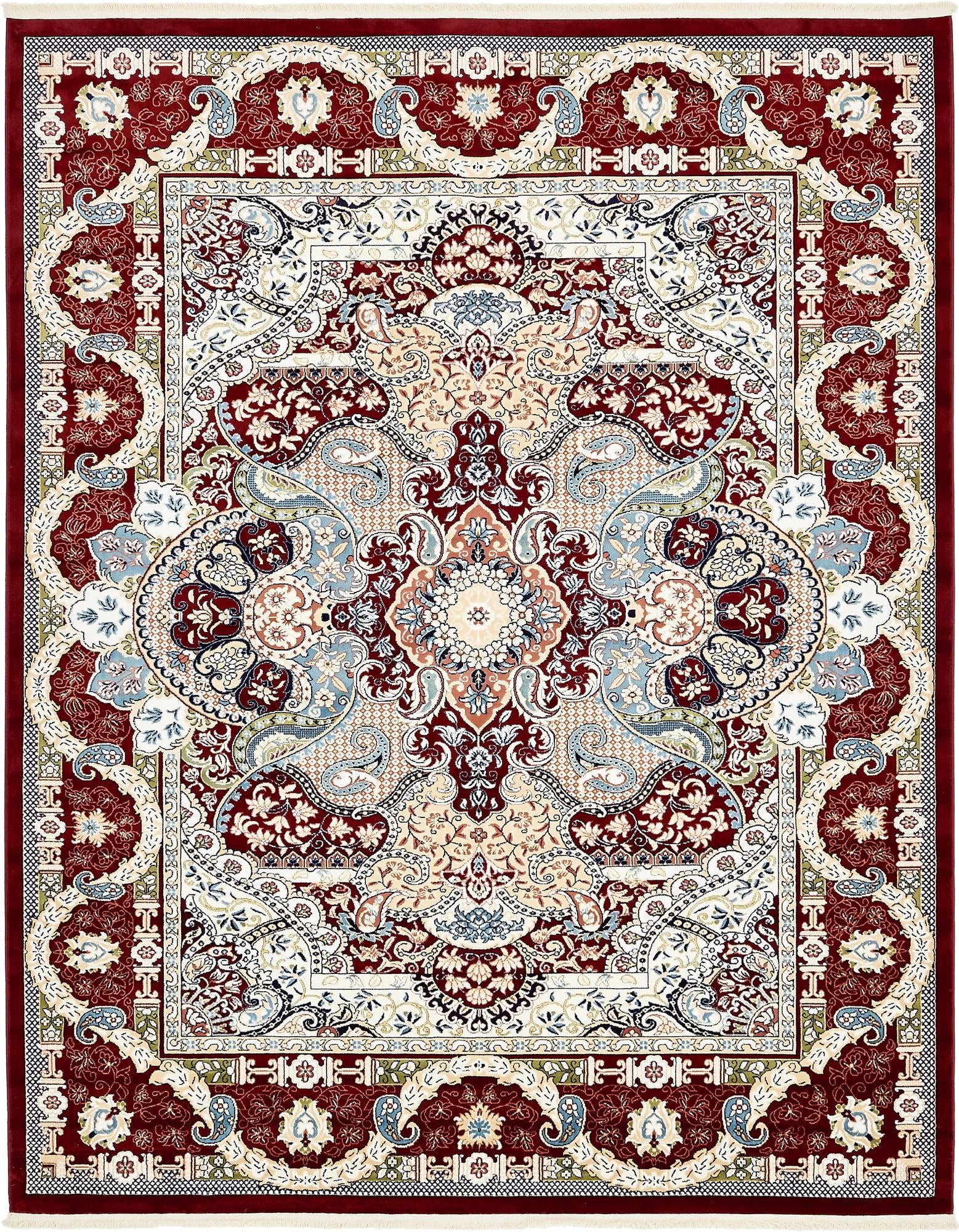 Rugs.com Rabia Collection Rug – 8' x 10' Burgundy Low Rug Perfect For ...