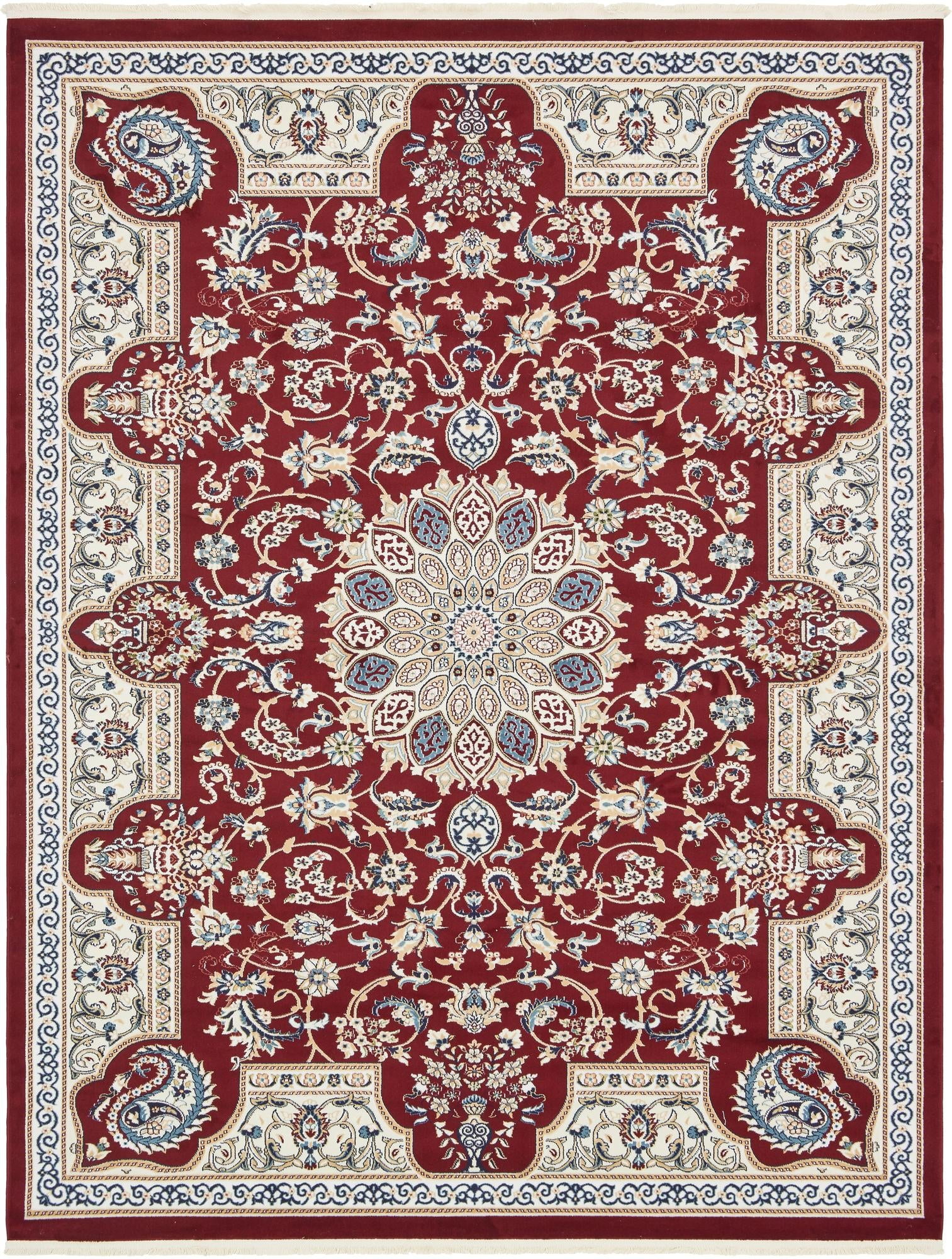 Rugs.com Rabia Collection Rug – 8' x 10' Burgundy Low Rug Perfect For ...