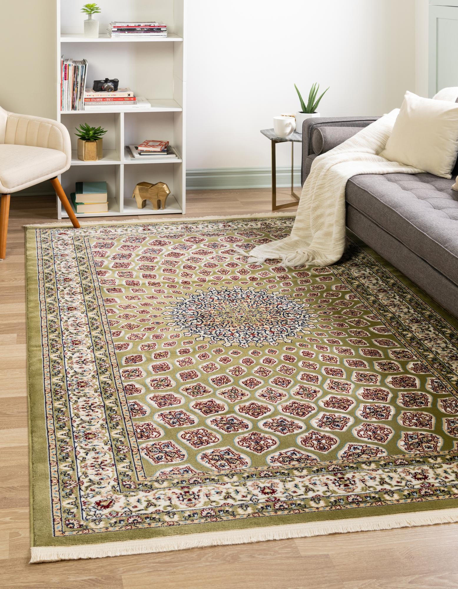 Rugs.com Rabia Collection Rug – 8' x 10' Green Low Rug Perfect For ...