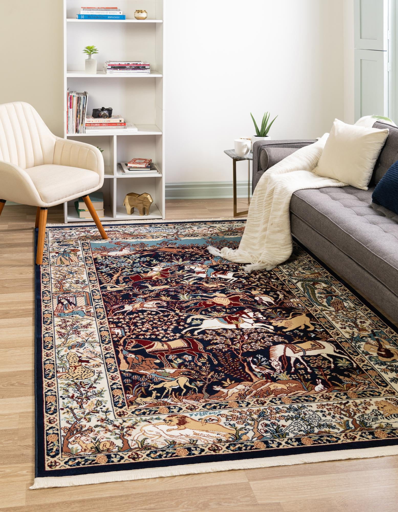 Rugs.com Rabia Collection Rug – 8' x 10' Navy Blue Low Rug Perfect For ...