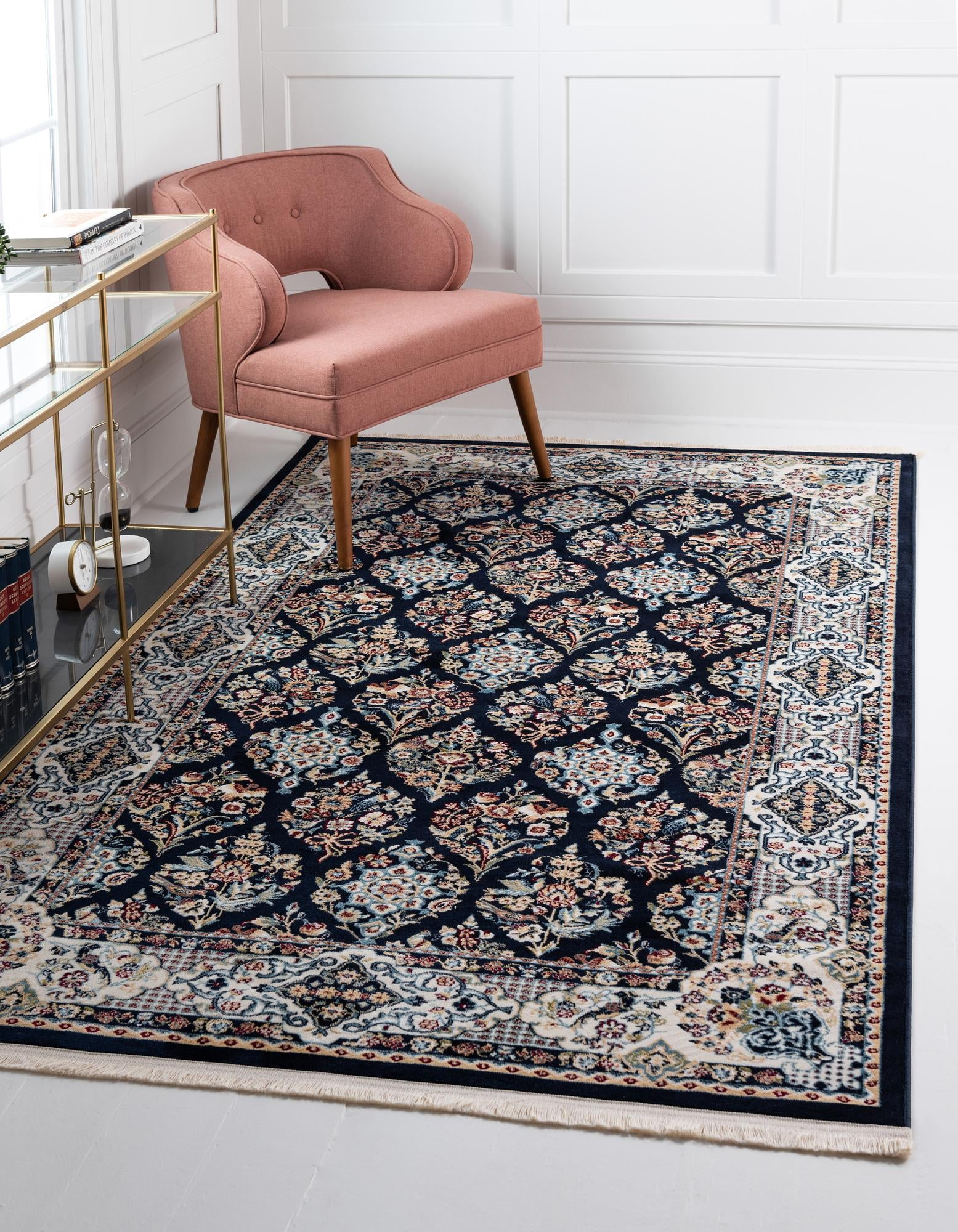 Rugs.com Rabia Collection Rug – 8' x 10' Navy Blue Low Rug Perfect For ...