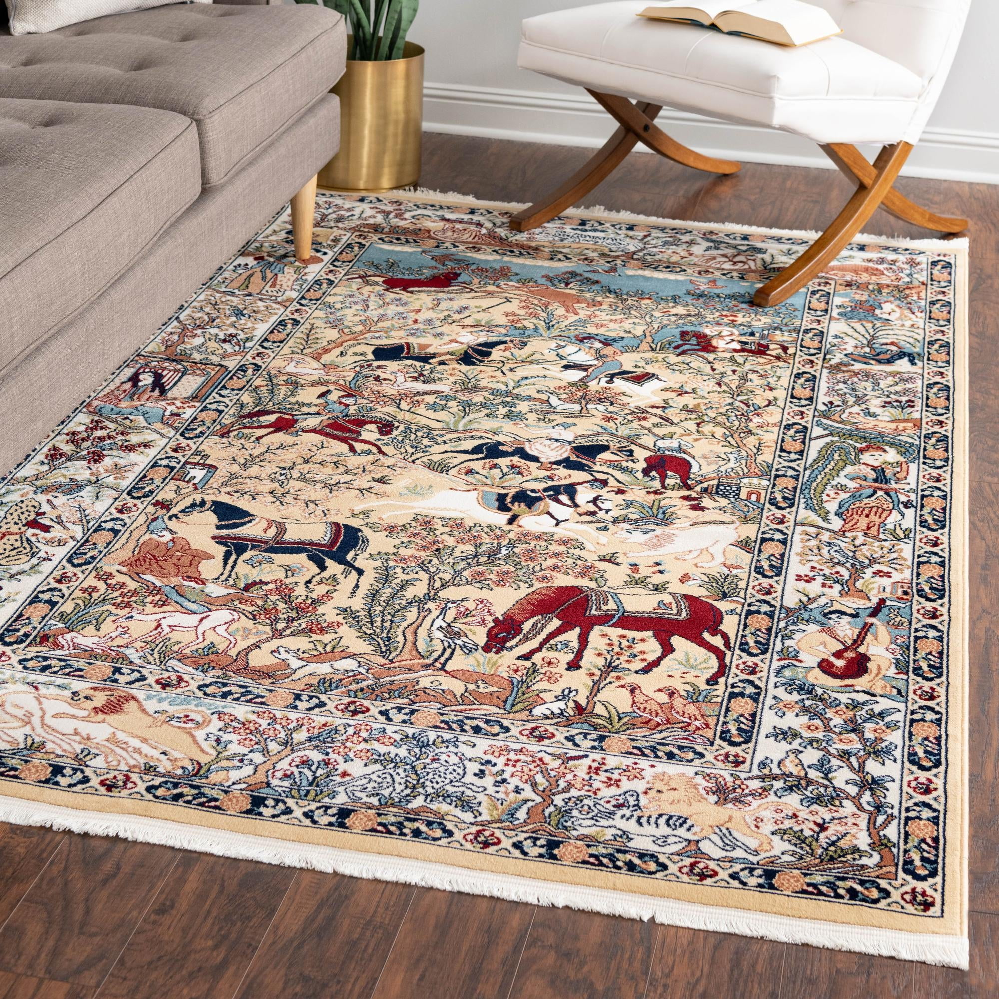 Rugs.com Rabia Collection Rug – 8' x 10' Tan Low Rug Perfect For Living ...