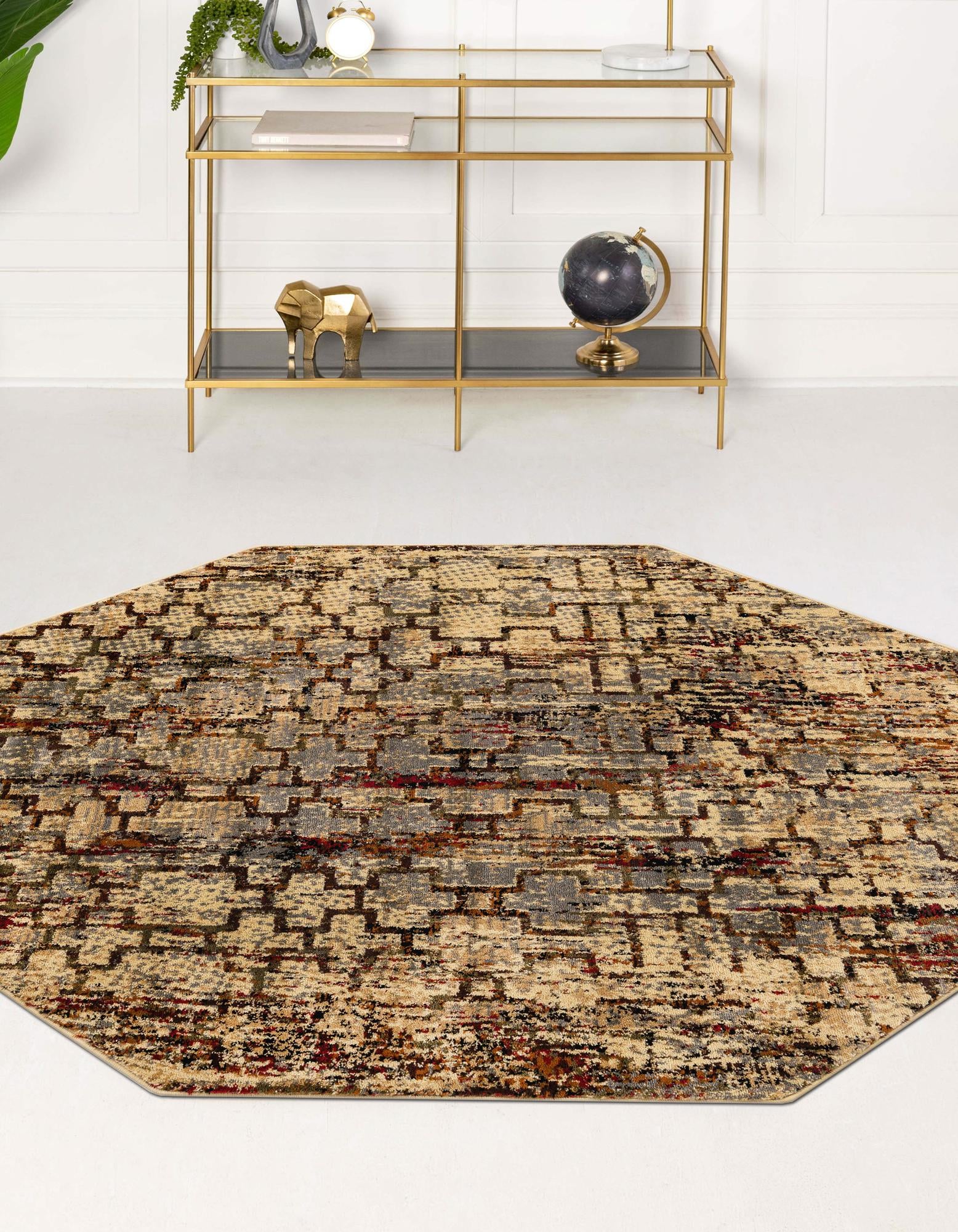 Rugs.com Saturn Collection Rug – 3 Ft Octagon Beige Cream Medium Rug ...