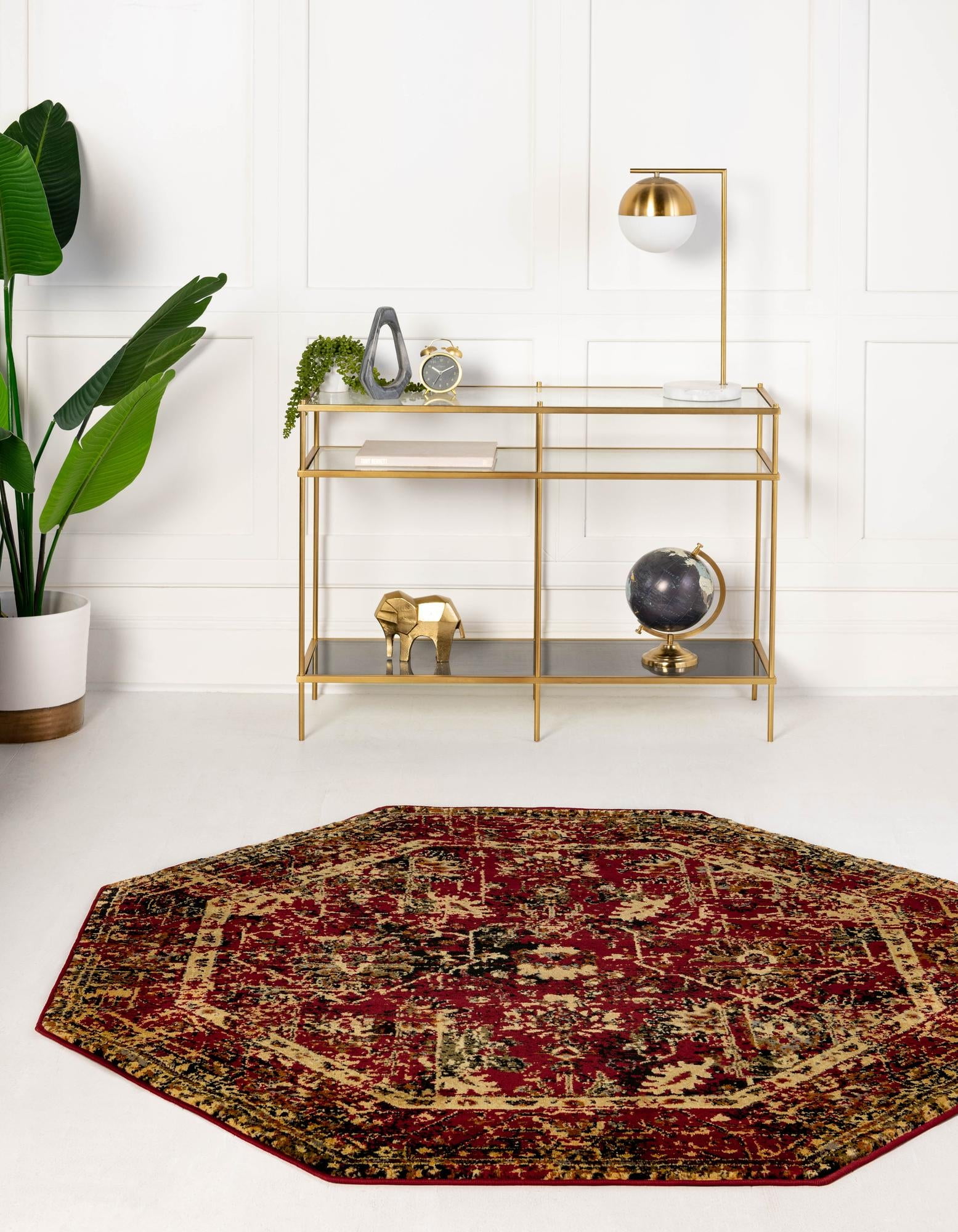 Rugs.com Saturn Collection Rug – 5 Ft Octagon Burgundy Medium Rug ...