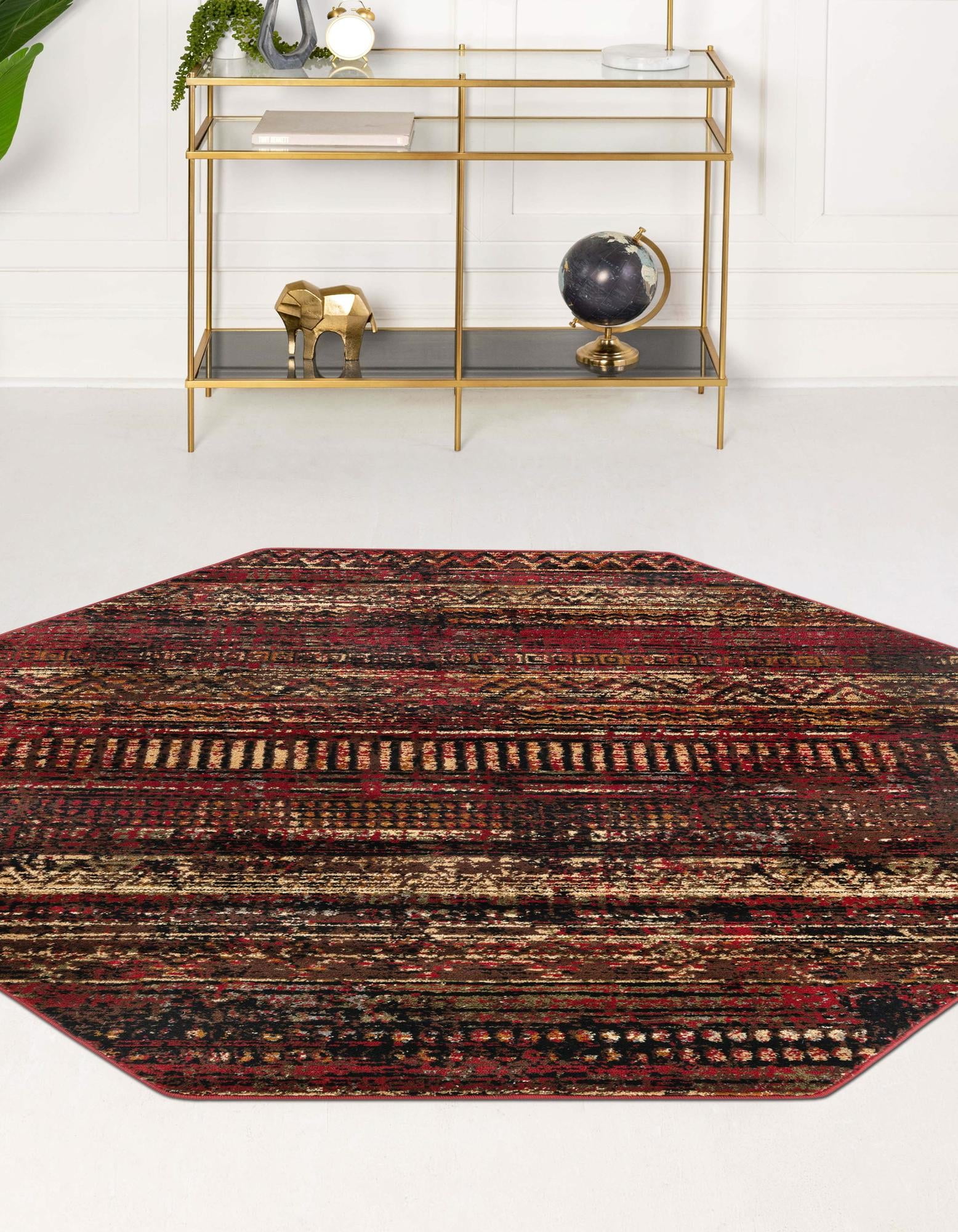 Rugs.com Saturn Collection Rug – 5 Ft Octagon Burgundy Medium Rug ...