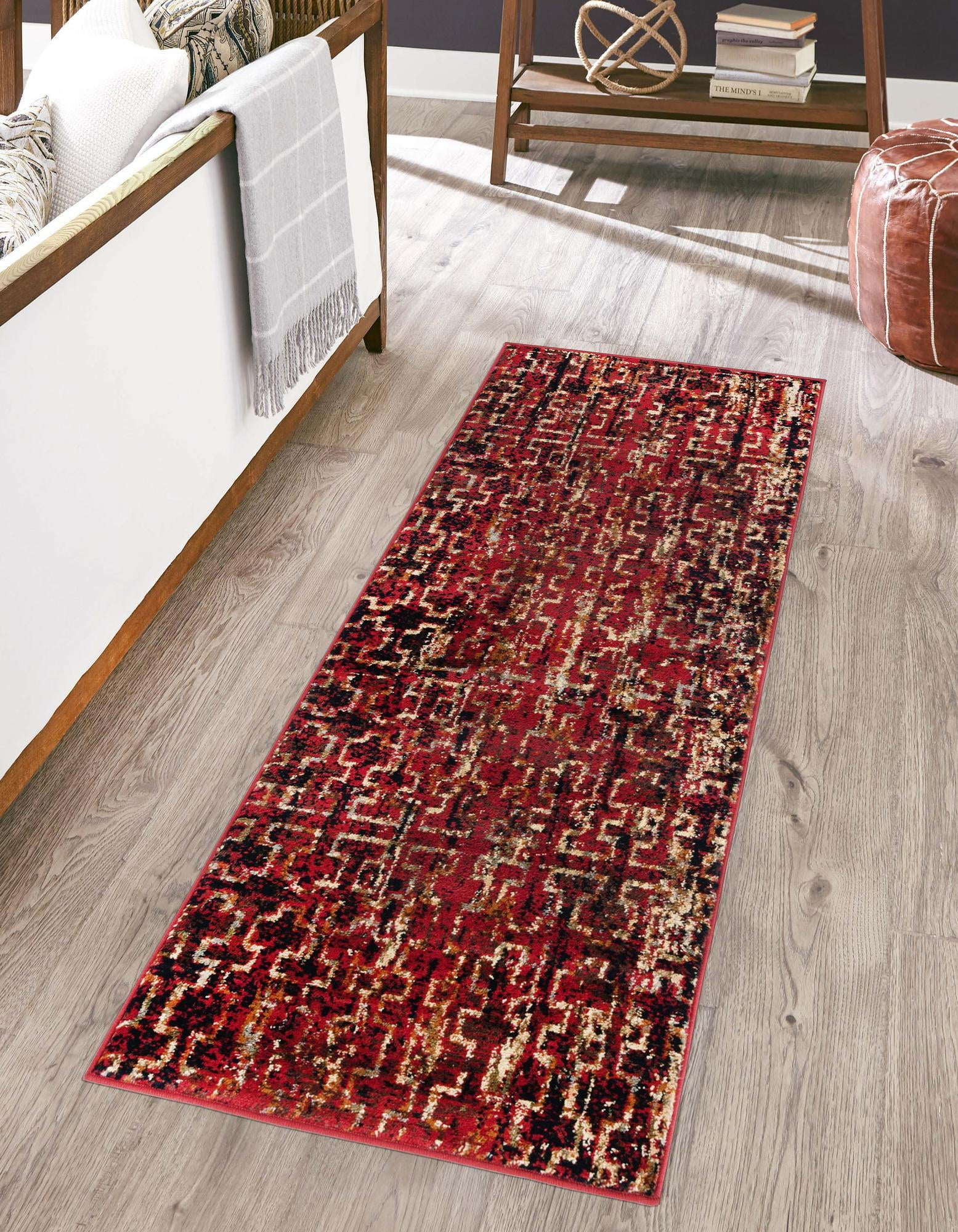 Rugs.com Saturn Collection Rug – 7 Ft Runner Burgundy Medium Rug ...