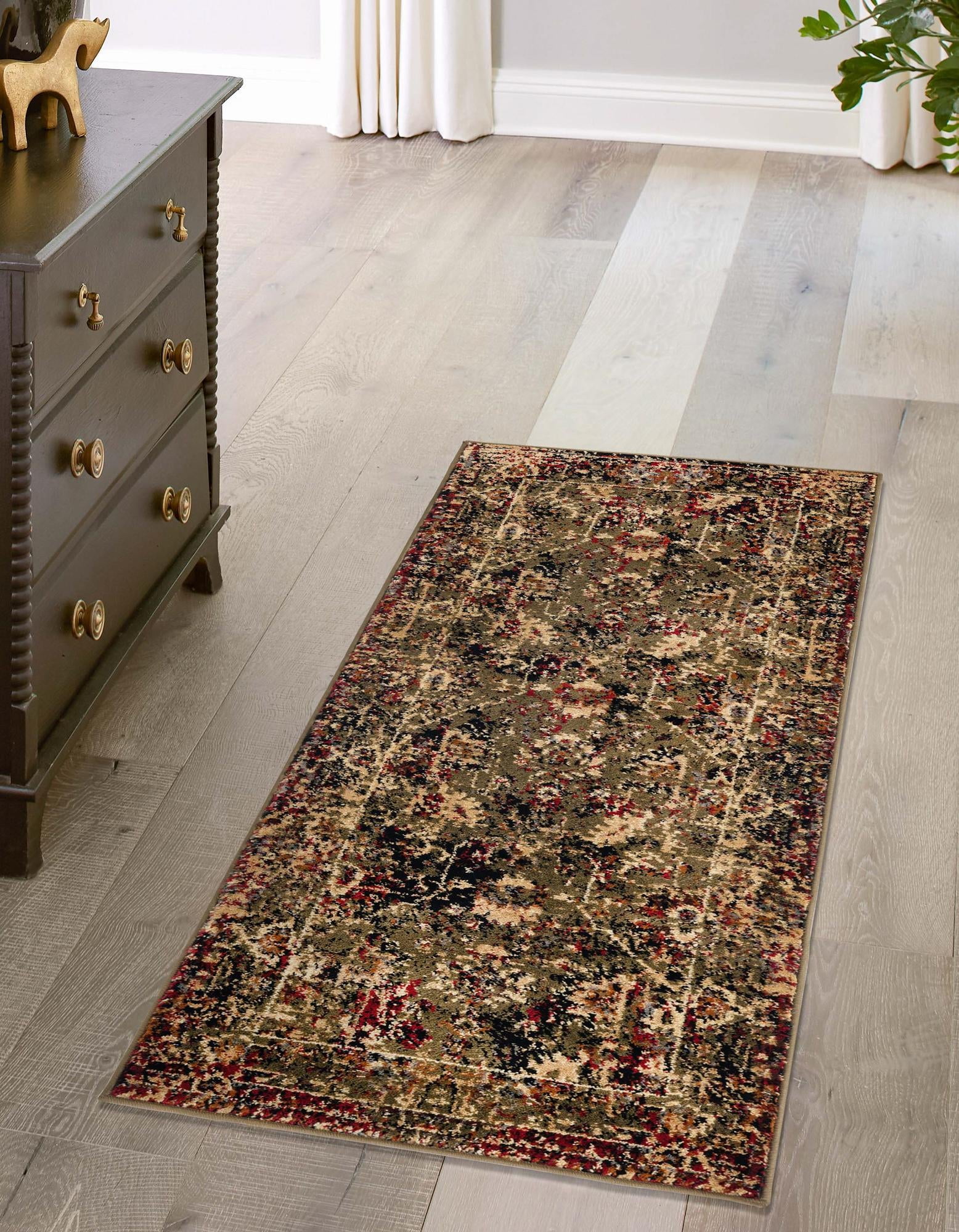 Rugs.com Saturn Collection Rug – 9 Ft Runner Green Medium Rug Perfect ...