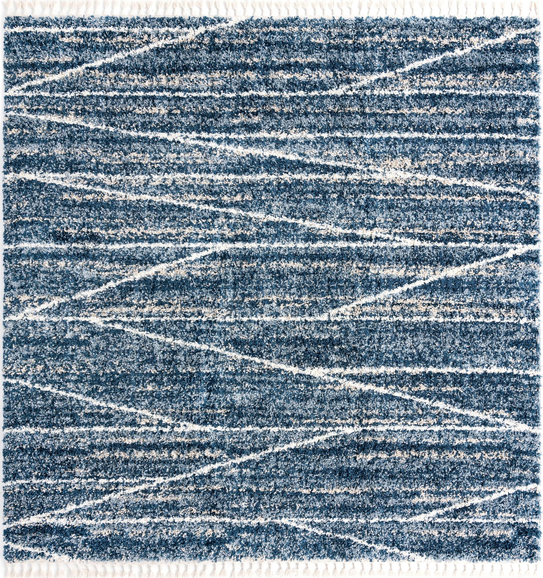 Rugs.com Serenity Shag Collection Rug – 10 Ft Square Blue Shag Rug ...