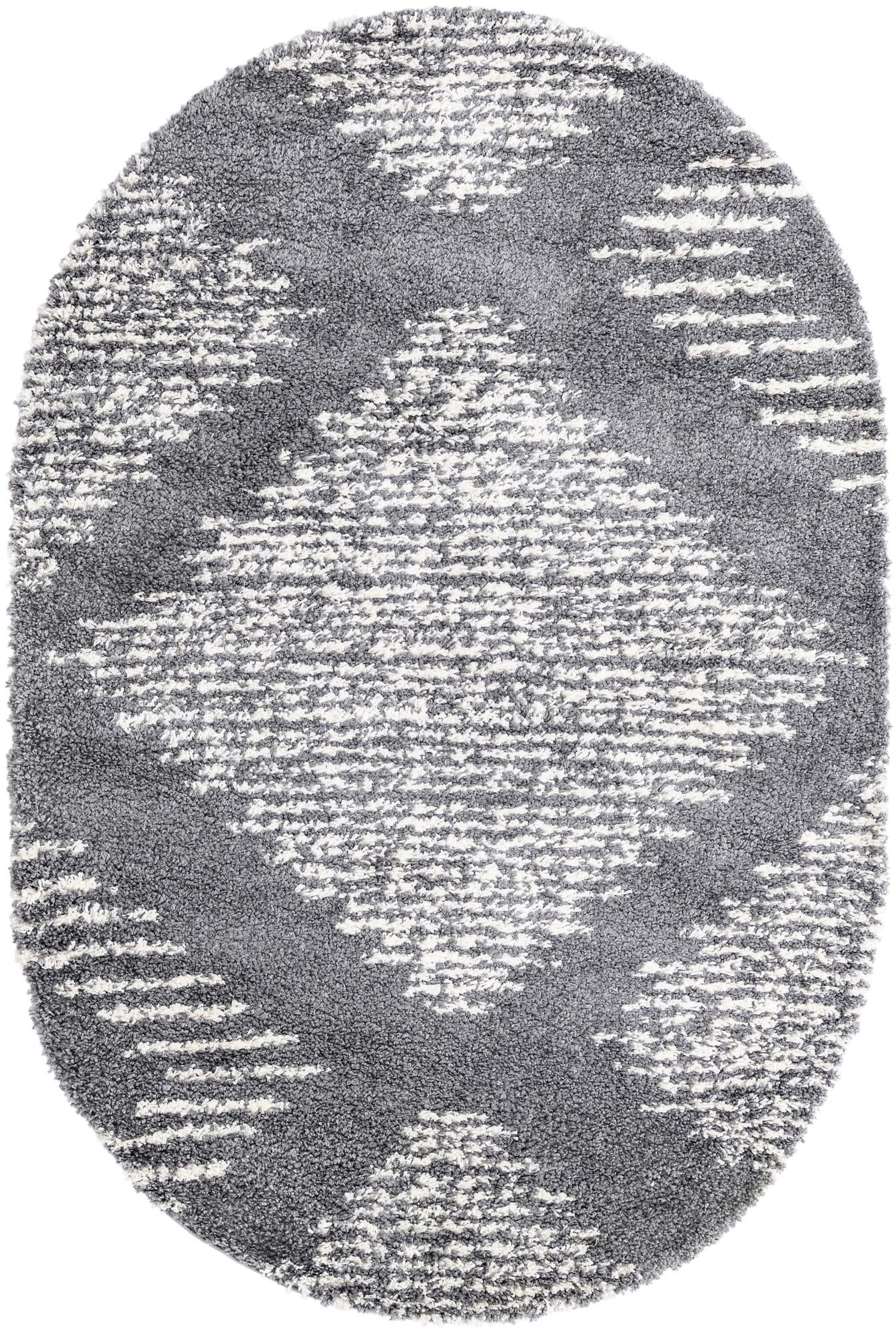 Rugs.com Serenity Shag Collection Rug – 5' x 8' Oval Gray Shag Rug ...