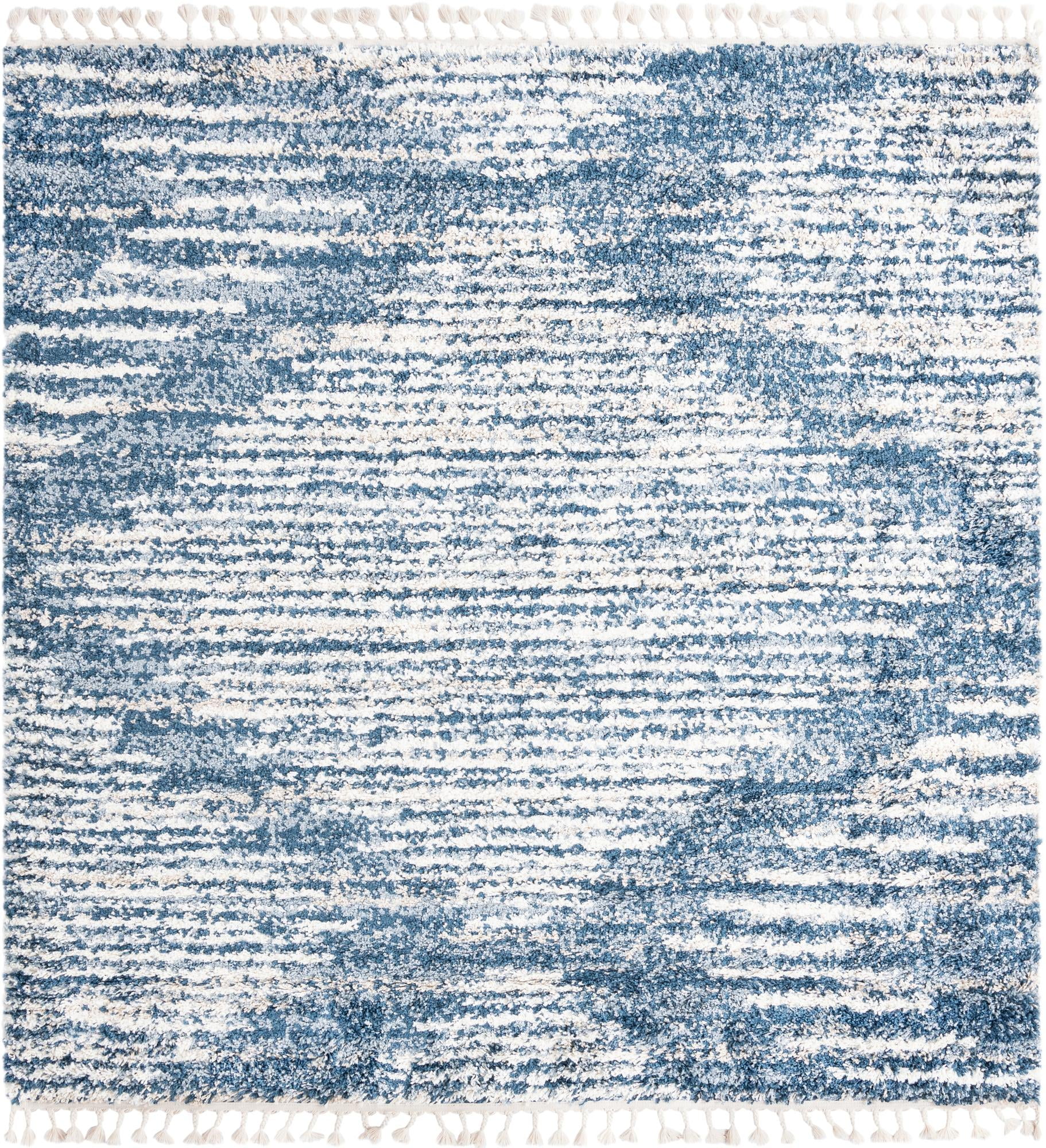 Rugs.com Serenity Shag Collection Rug – 8 Ft Square Blue Shag Rug ...