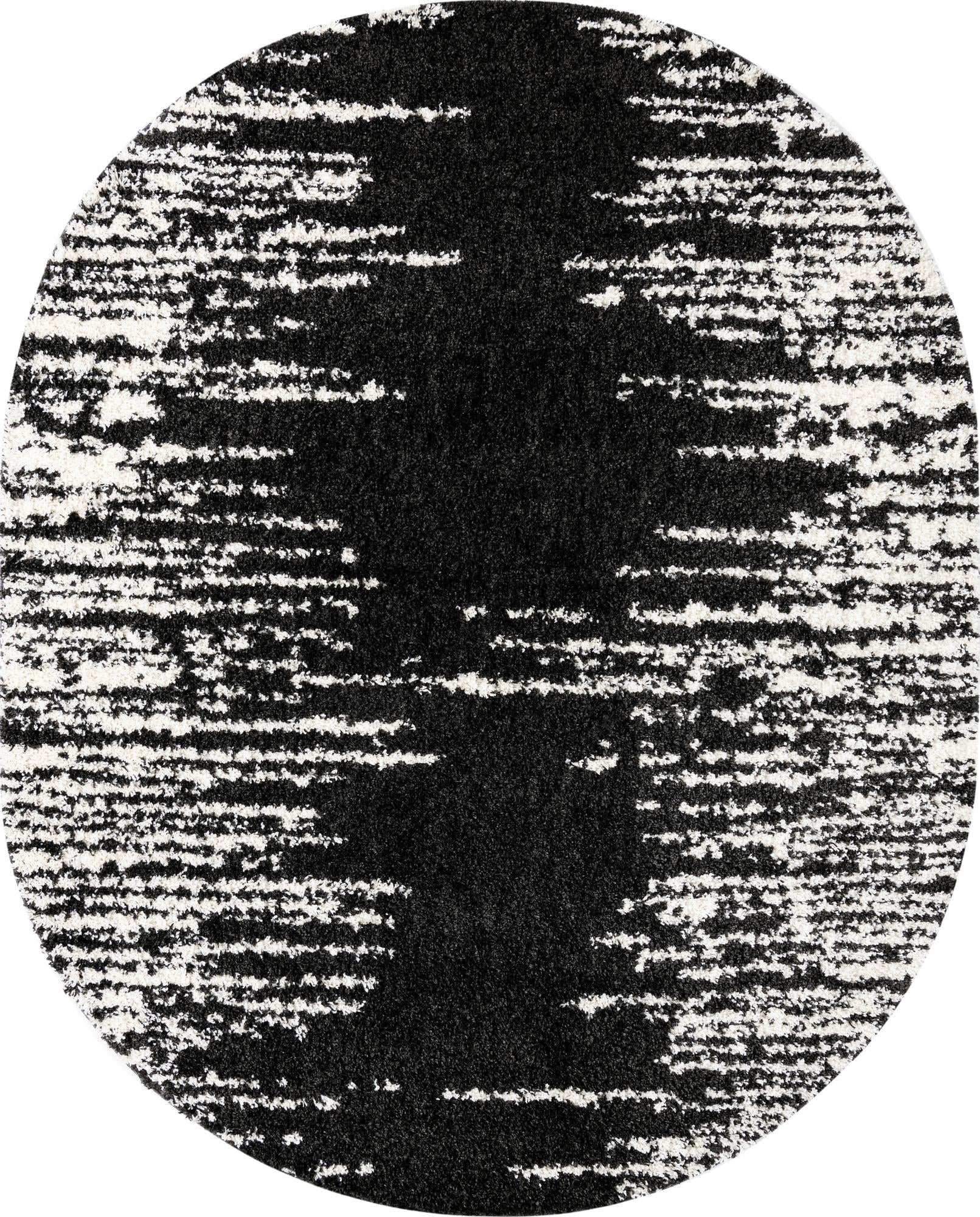Rugs.com Serenity Shag Collection Rug – 8' x 10' Oval Black And White ...