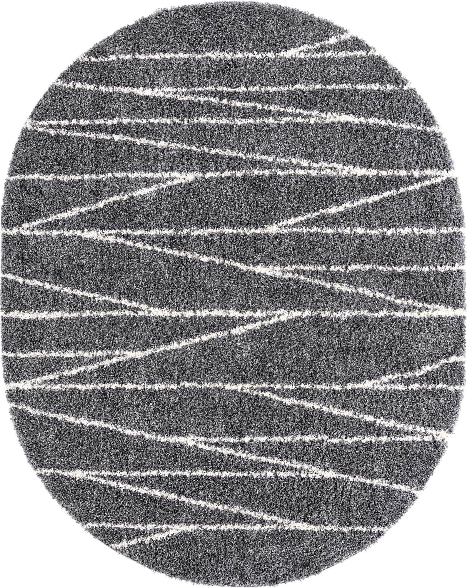 Rugs.com Serenity Shag Collection Rug – 8' x 10' Oval Gray Shag Rug ...