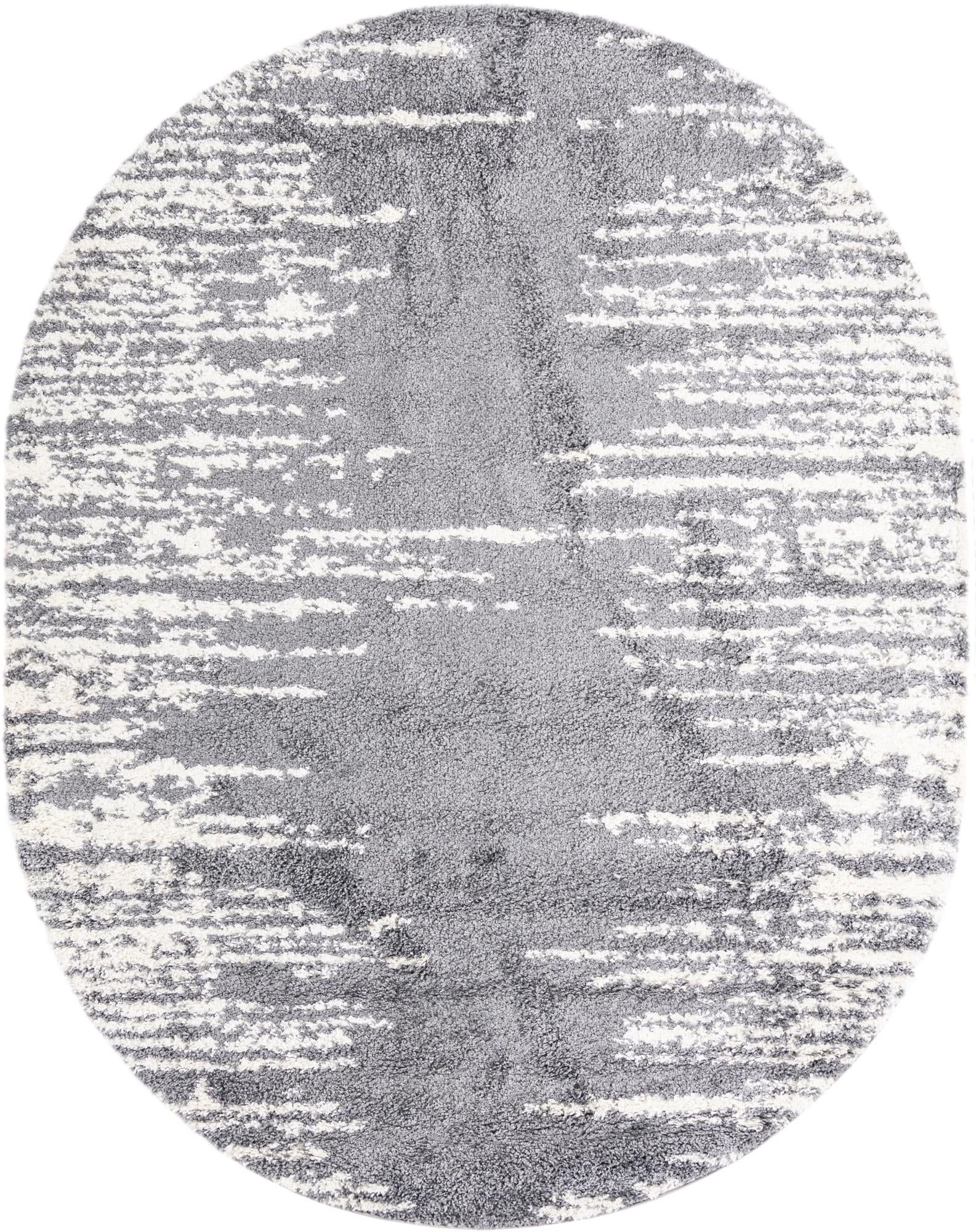 Rugs.com Serenity Shag Collection Rug – 8' x 10' Oval Gray Shag Rug ...