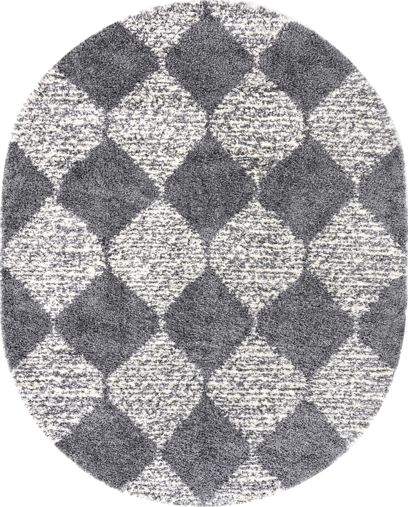 Rugs.com Serenity Shag Collection Rug – 8' x 10' Oval Gray Shag Rug ...