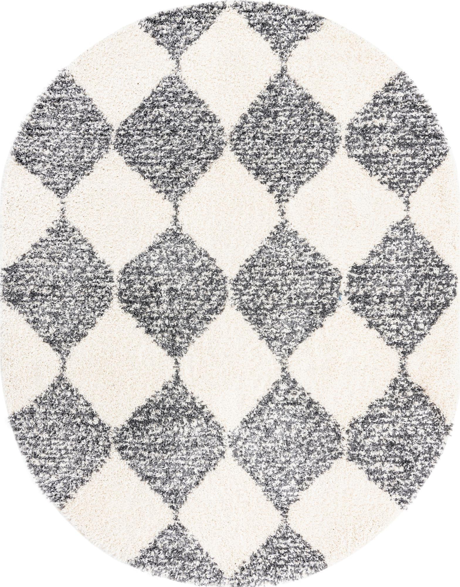 Rugs.com Serenity Shag Collection Rug – 8' x 10' Oval White Shag Rug ...