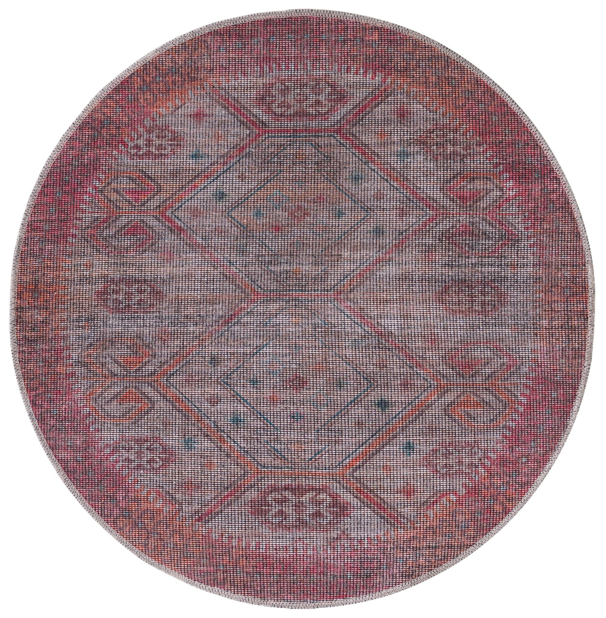 Rugs.com Sisu Collection Washable Rug – 8 Ft Round Rust Red Flatweave ...