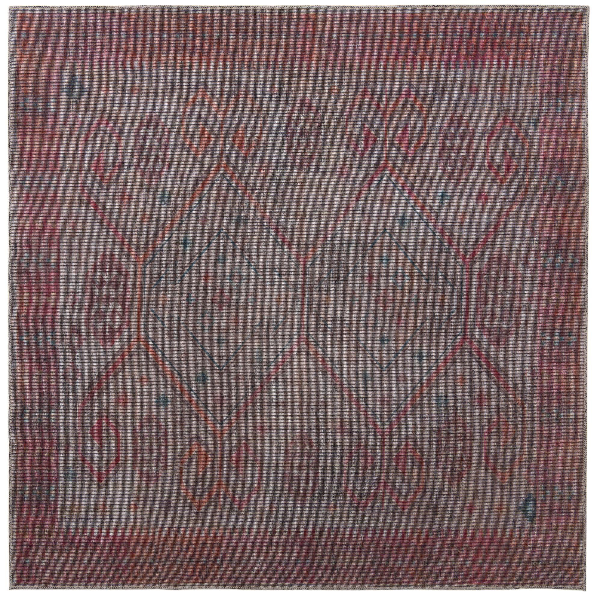 Rugs.com Sisu Collection Washable Rug – 8 Ft Square Rust Red Flatweave ...
