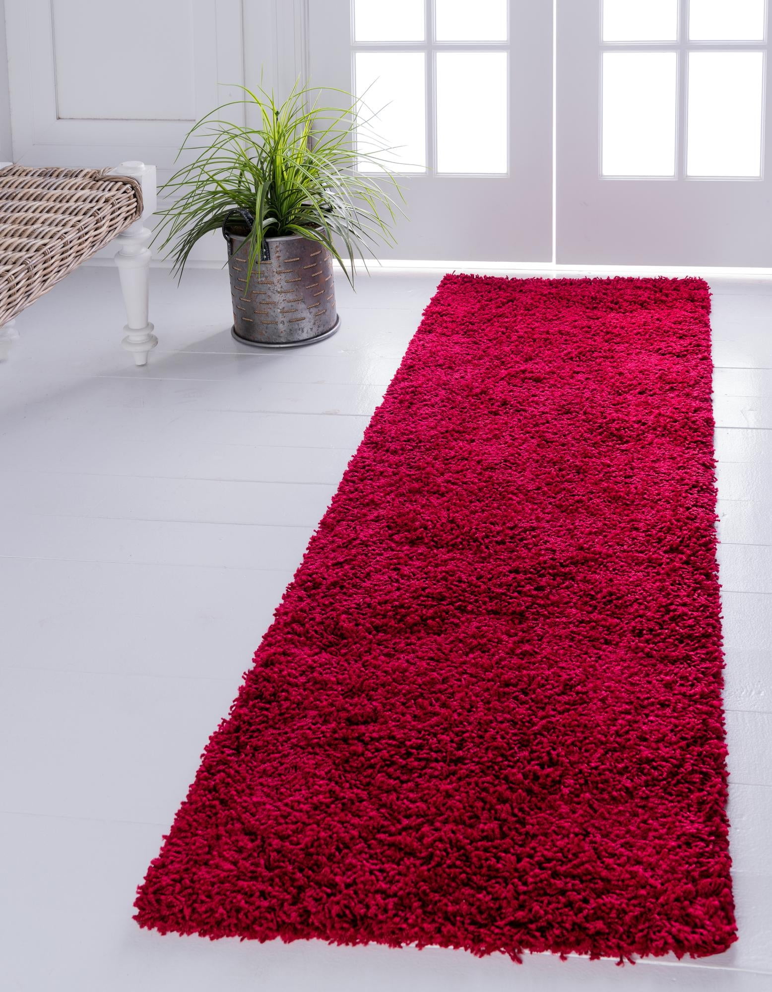 Rugs.com Solid Shag Collection Rug – 13 Ft Runner Cherry Red Shag Rug ...