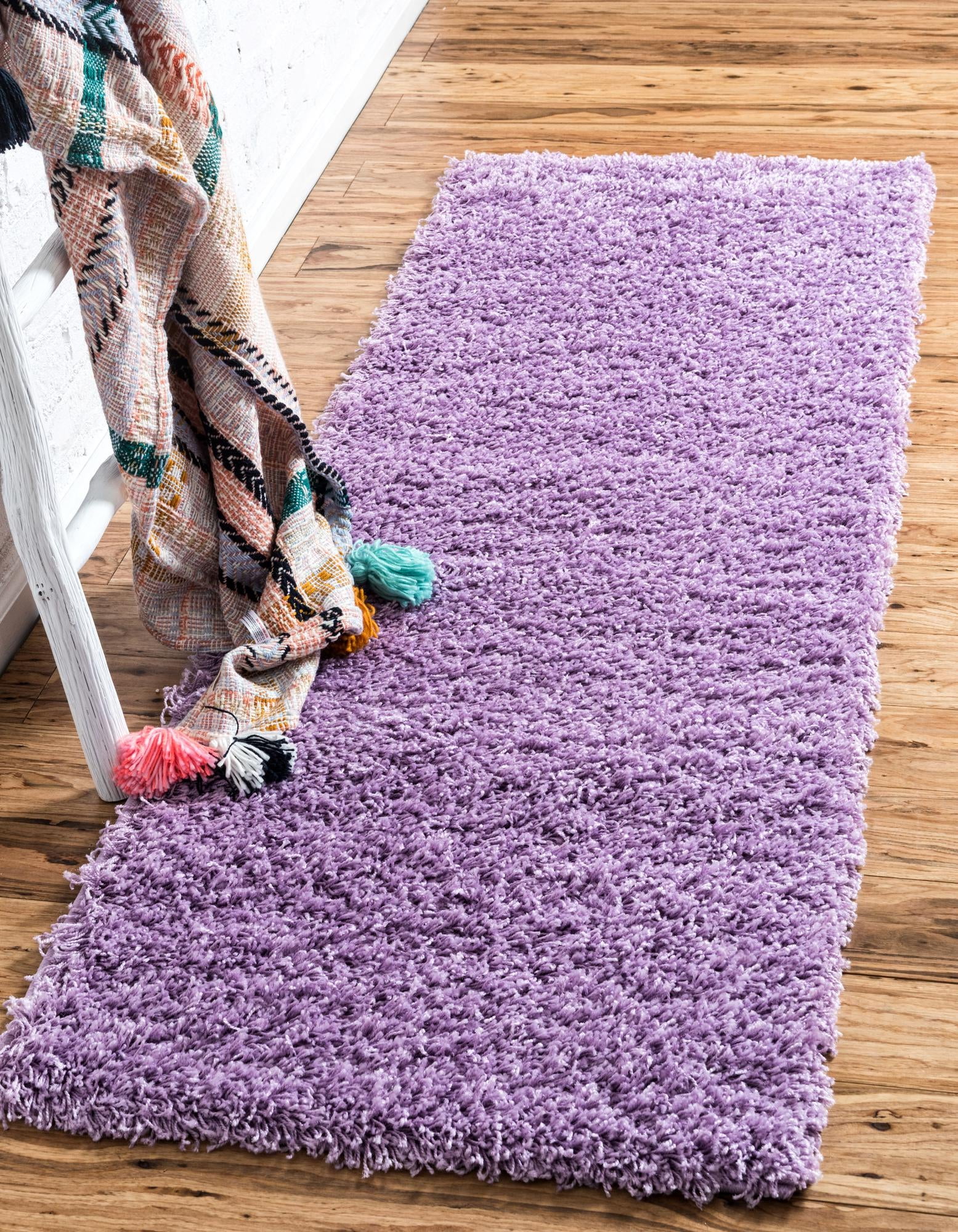 Rugs.com Solid Shag Collection Rug – 20 Ft Runner Lilac Shag Rug ...