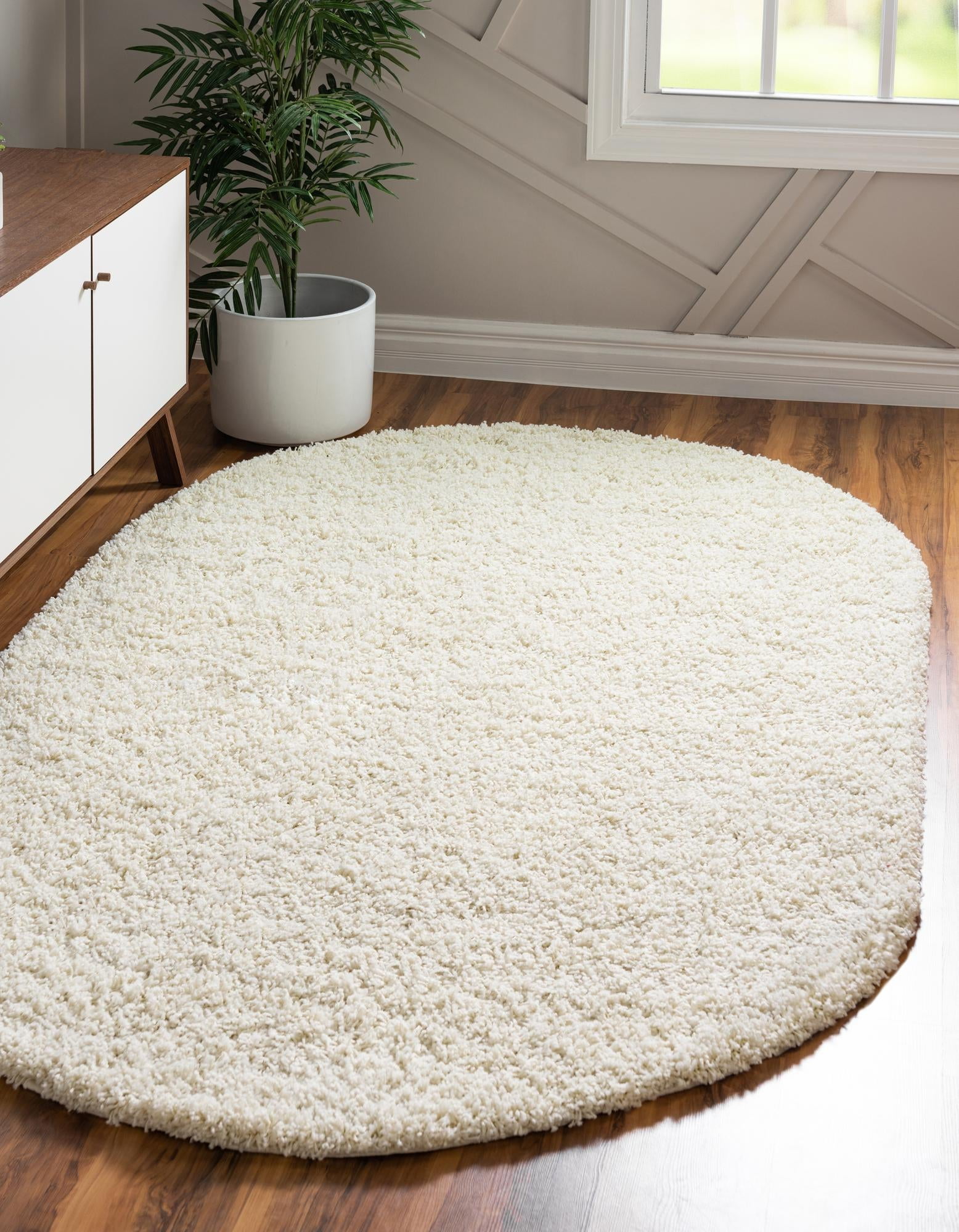 Free Shipping! Rugs.com Solid Shag Collection Rug – 3' x 5' Oval Pure ...