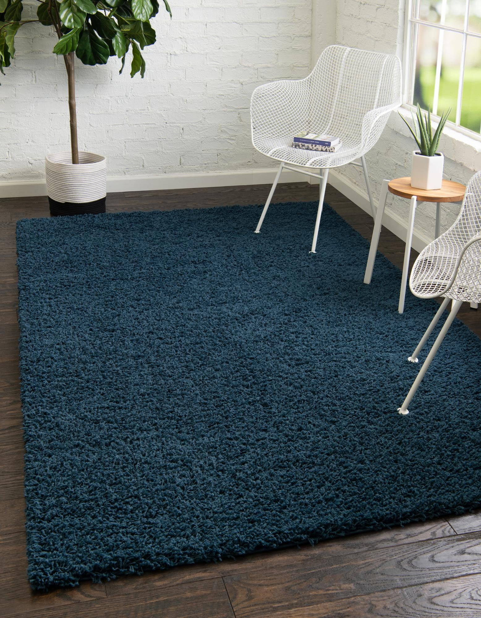Rugs.com Solid Shag Collection Rug – 3' x 5' Sapphire Blue Shag Rug ...