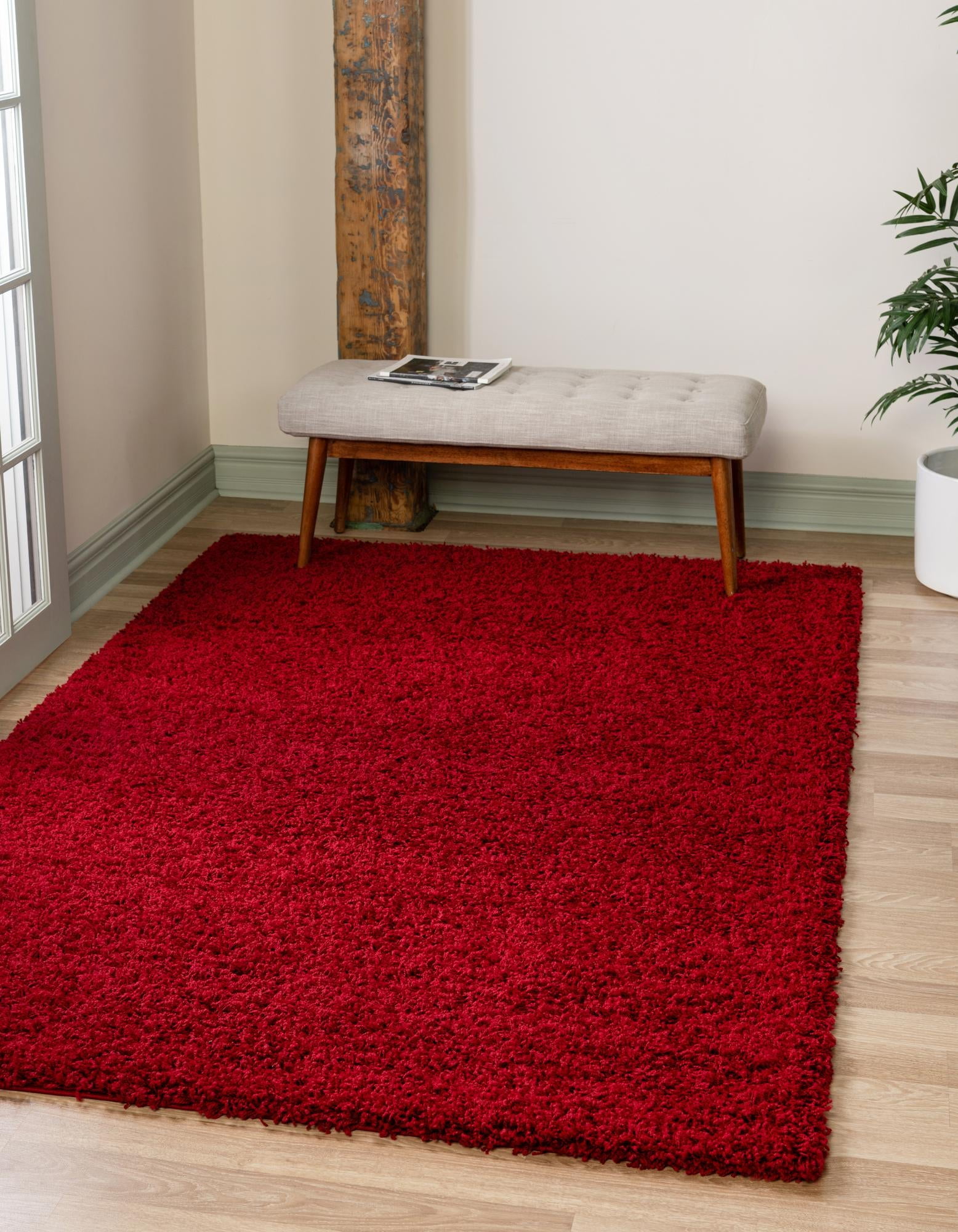 Rugs.com 4' x 6' Solid Shag Rug – Cherry Red for Living Room, Entryways ...